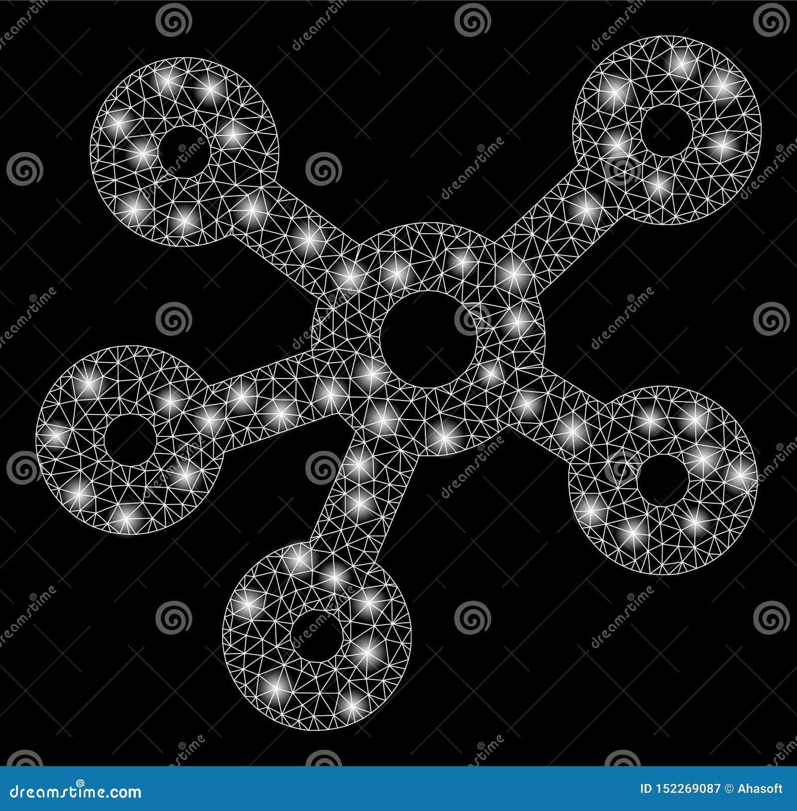 Flare Mesh Network Hub Links with Flash Spots Stock Vector ...