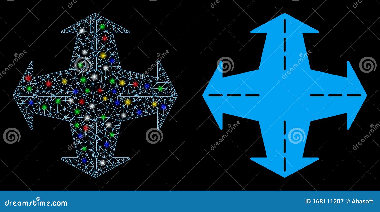Flare Mesh Network Intersection Directions Icon with Flare Spots Stock ...
