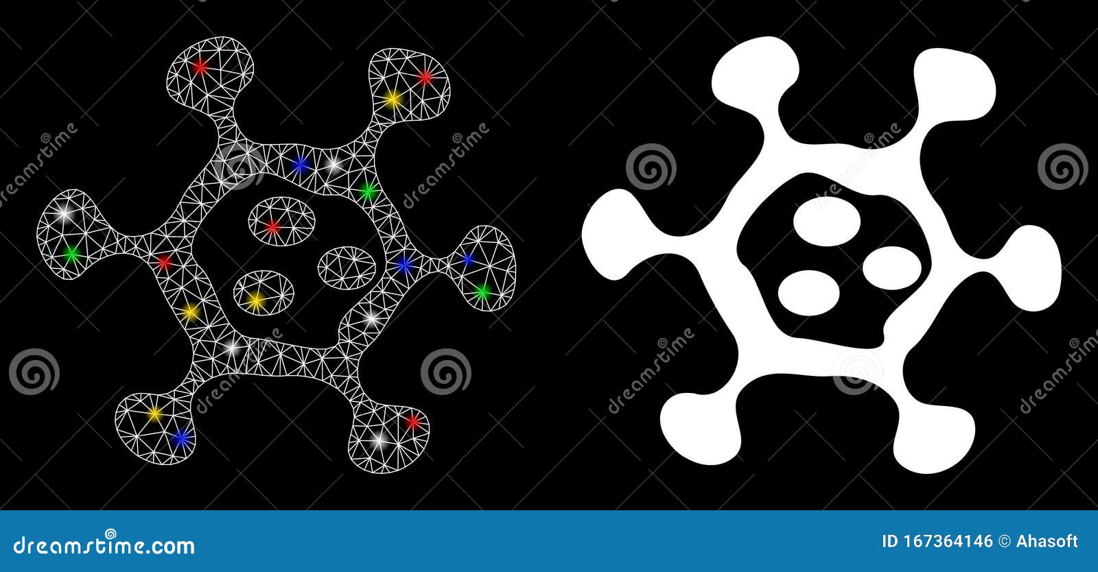 Flare Mesh Network Microbe Cell Icon with Flare Spots Stock Vector ...