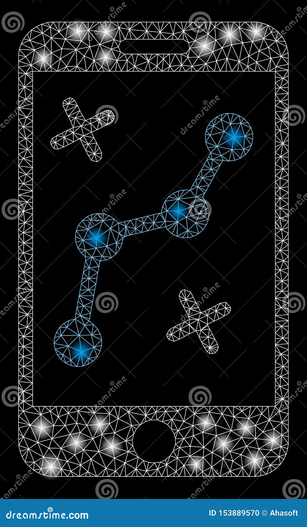 Flare Mesh Network Mobile Route Map with Flare Spots Stock Vector ...