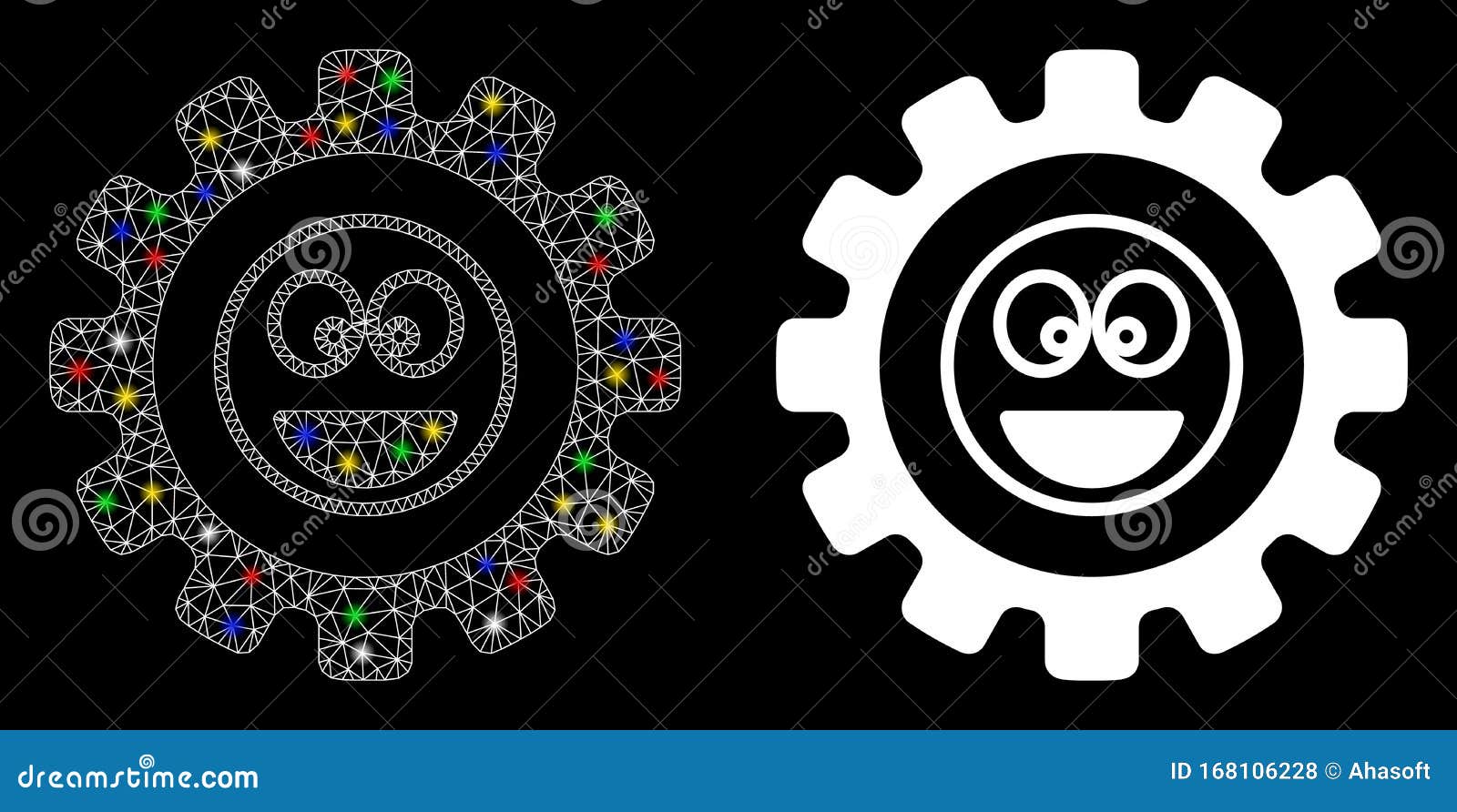 Flare Mesh Network Options Gear Laugth Smiley Icon with Flare Spots ... Flare Mesh Network Options Gear Laugth Smiley Icon with Flare Spots ...