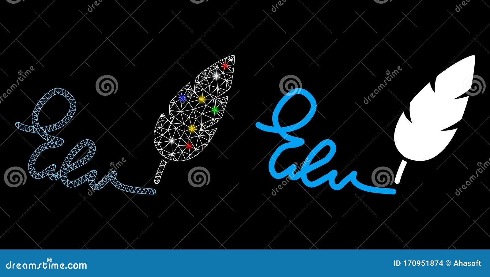 Flare Mesh Network Signature Icon with Flare Spots Stock Vector ...