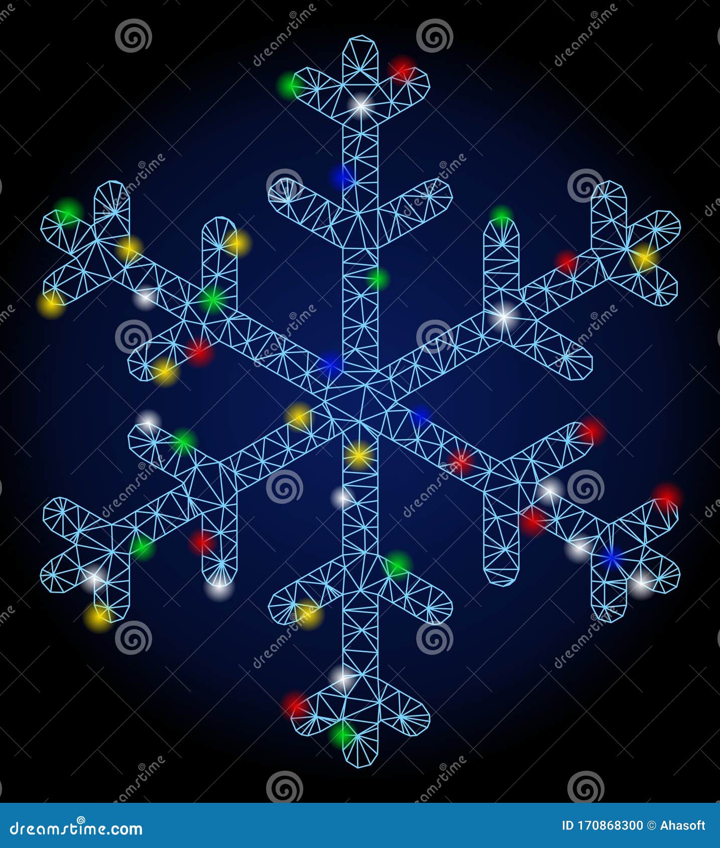 Flare Mesh Network Snowflake with Flare Spots Stock Vector ...