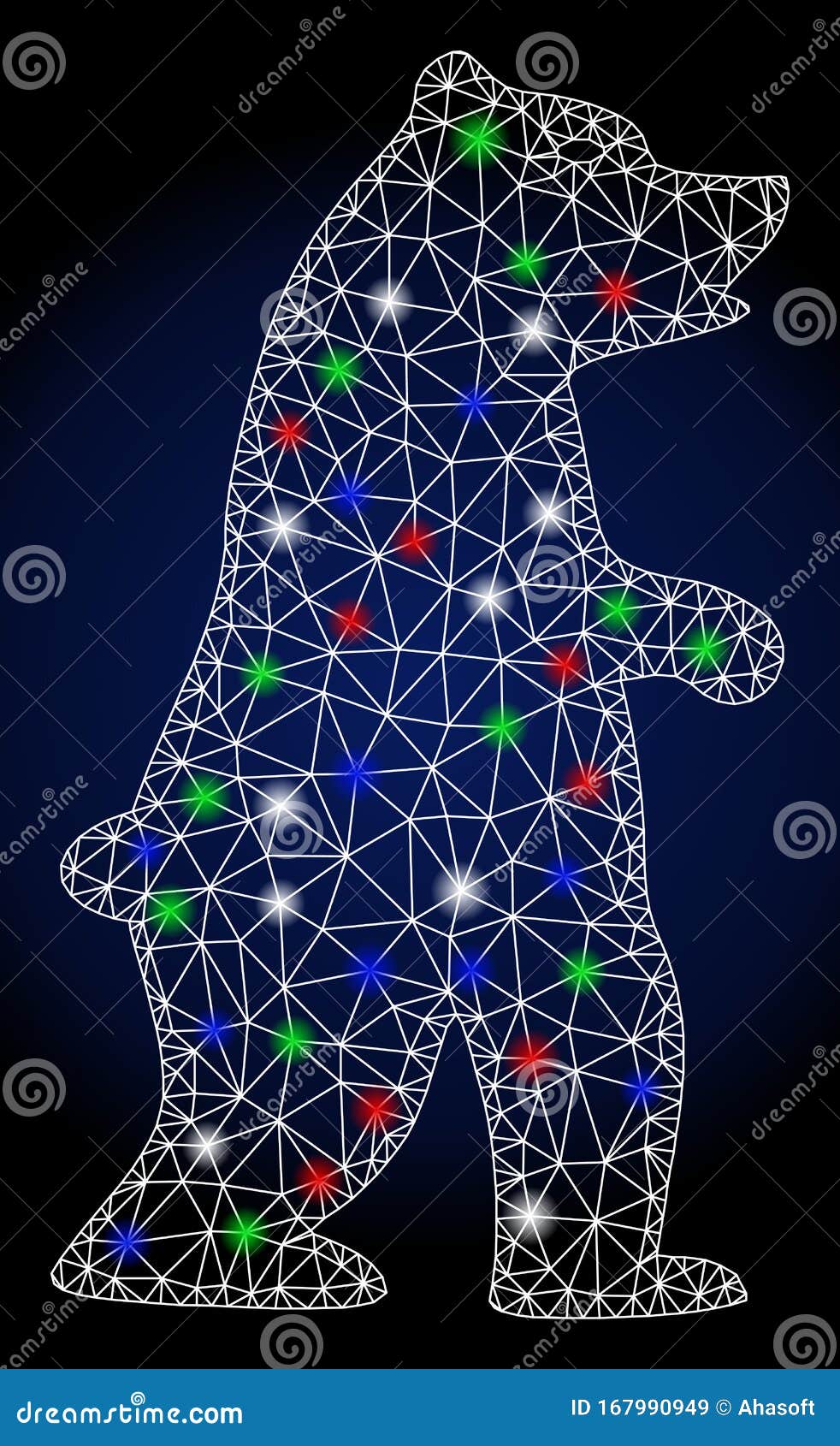 Flare Mesh Network Standing Bear with Flare Spots Stock Illustration ...