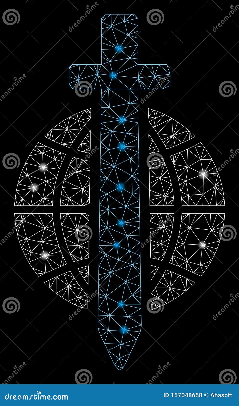 Flare Mesh Network Sword Globe with Light Spots Stock Vector ...