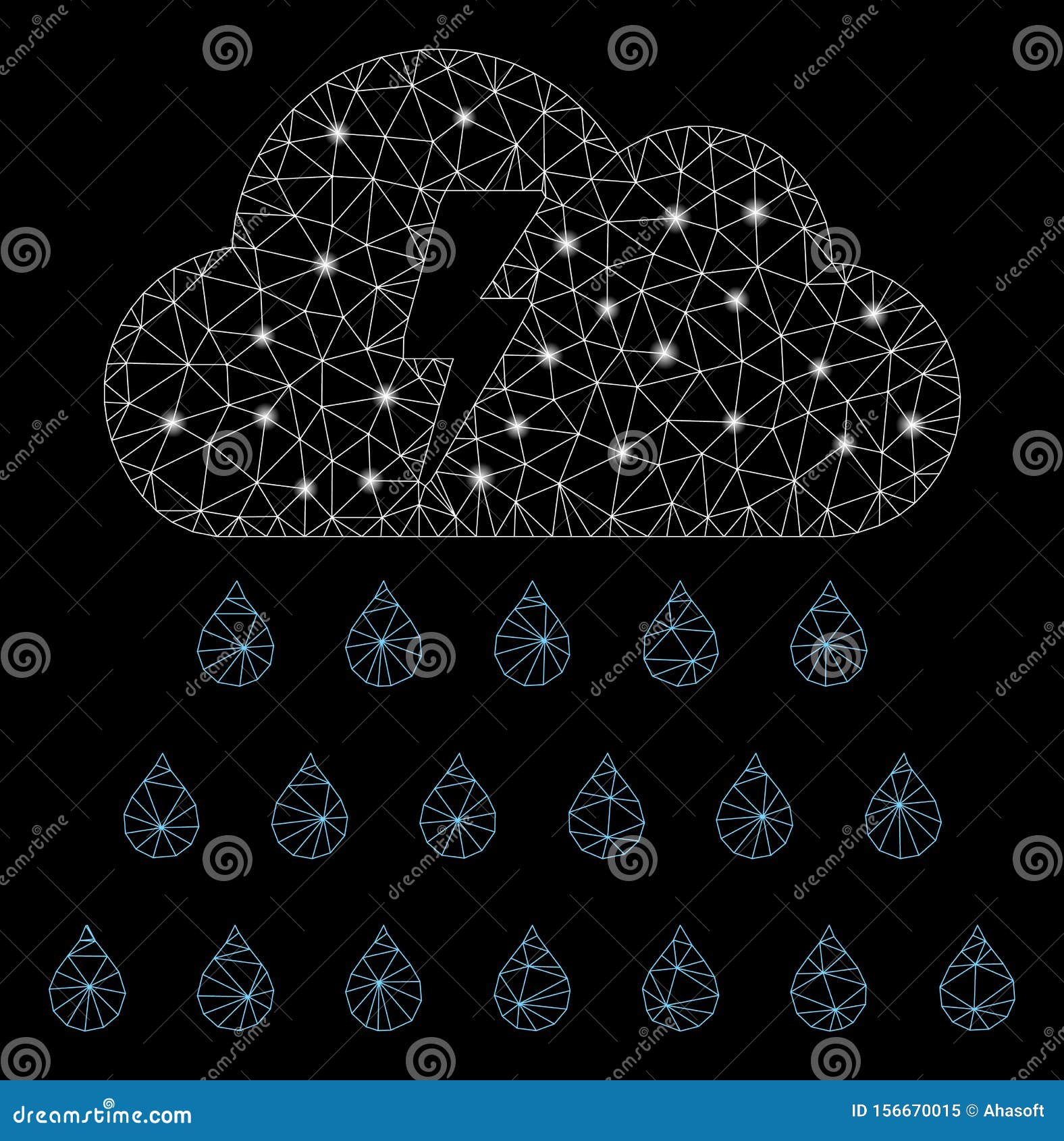 Flare Mesh Network Thunderstorm Rain Cloud with Flare Spots Stock ...