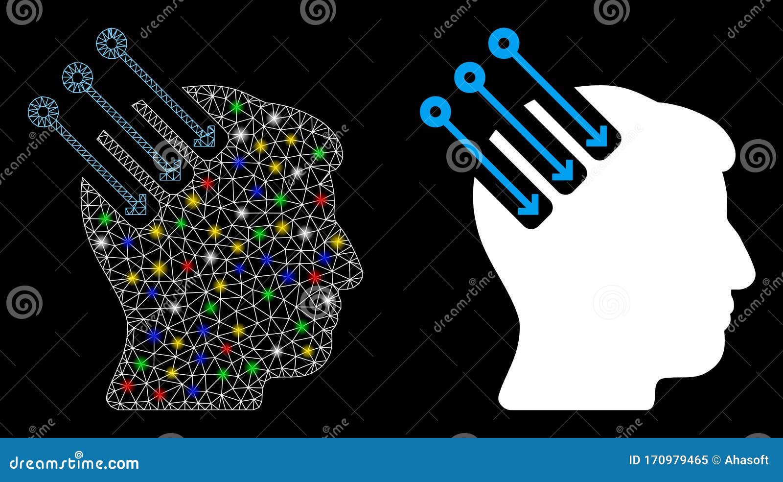 Flare Mesh Wire Frame Neuro Interface Icon with Flare Spots Stock ...