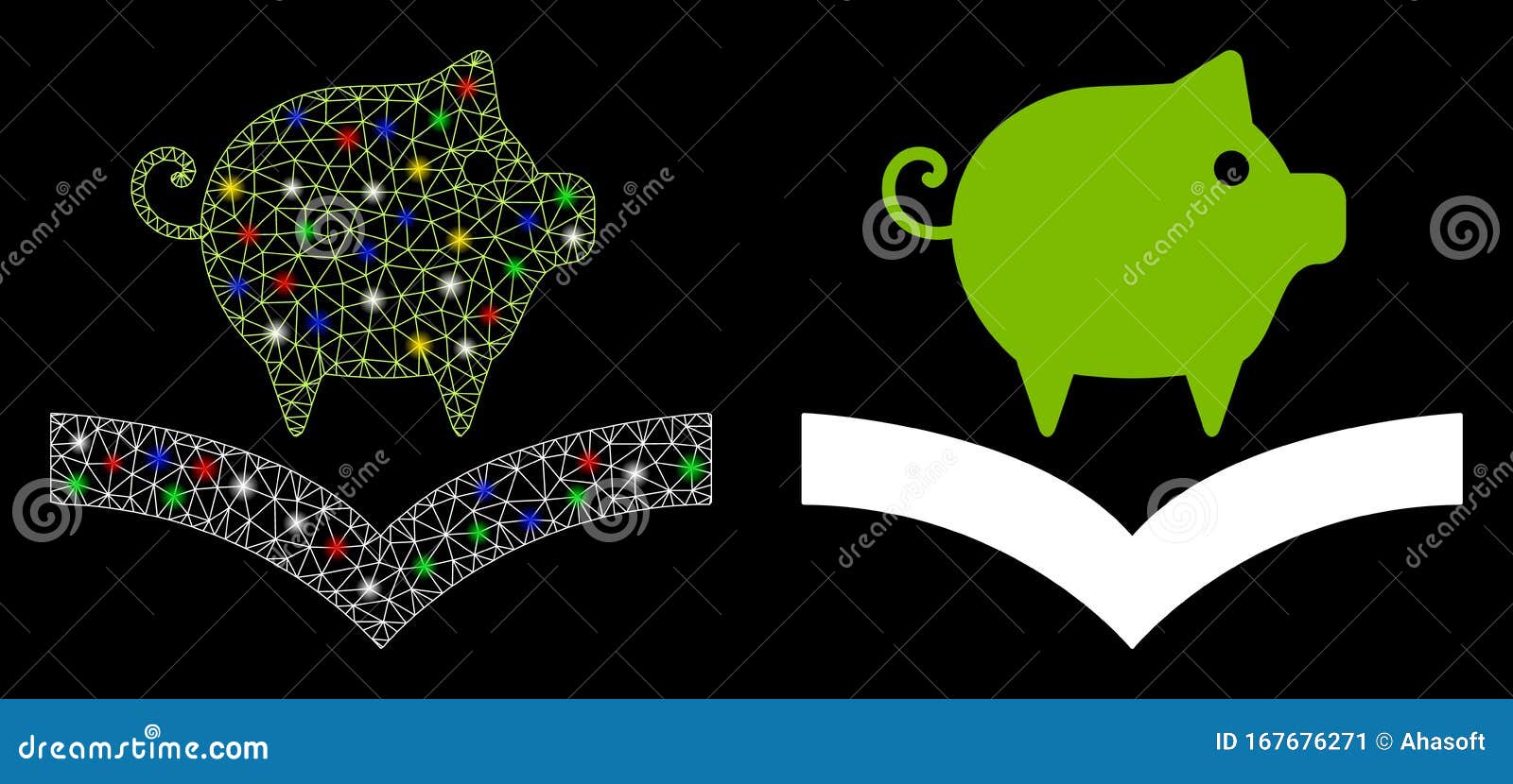 Flare Mesh 2D Pig Knowledge Icon with Flare Spots Stock Vector ...