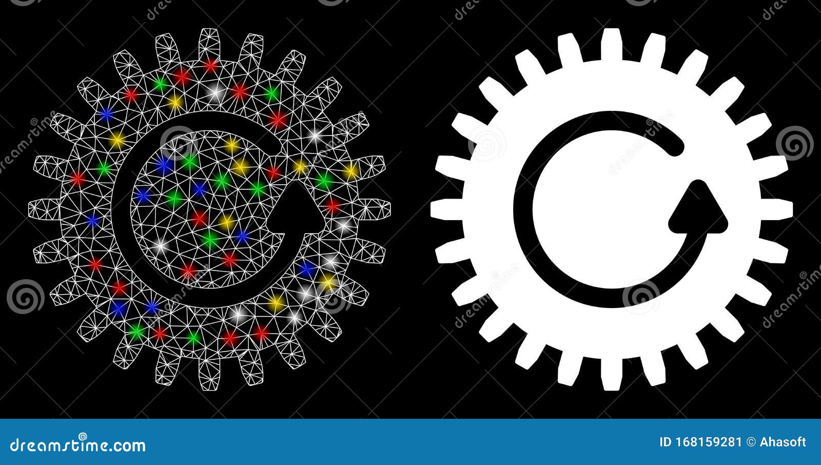 Flare Mesh 2D Rotate Cog Icon with Flare Spots Stock Vector ...