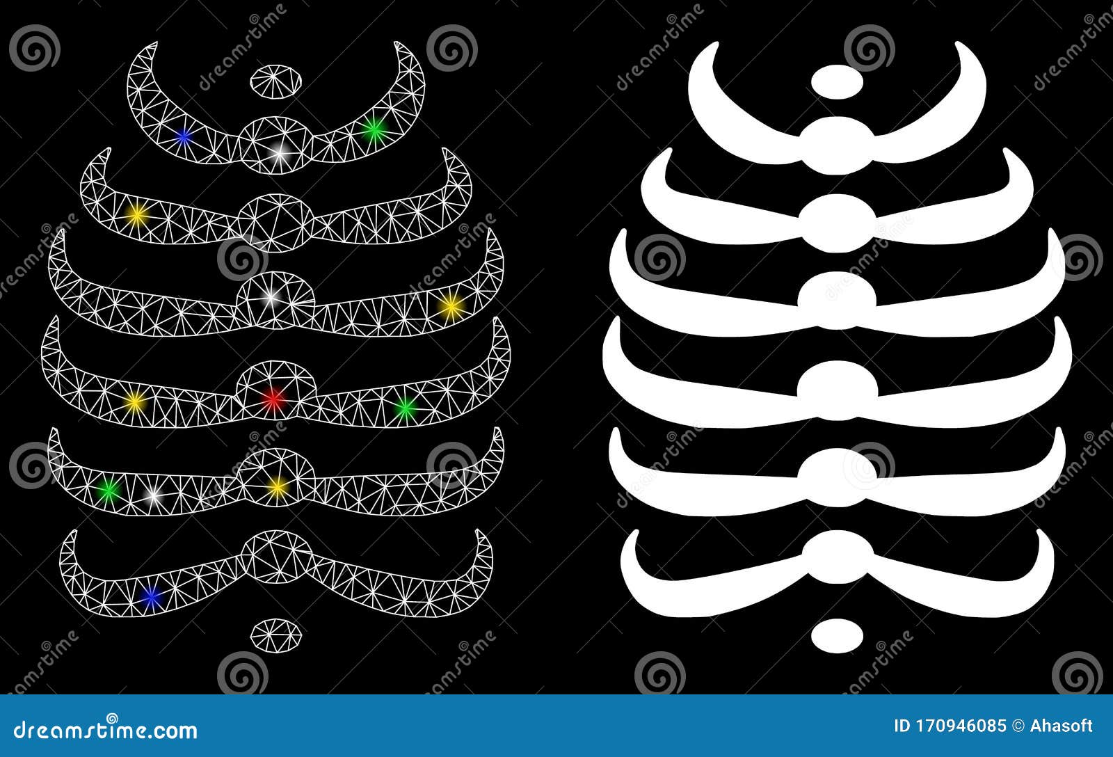 Flare Mesh Wire Frame Skeleton Ribs Icon with Flare Spots Stock Vector ...