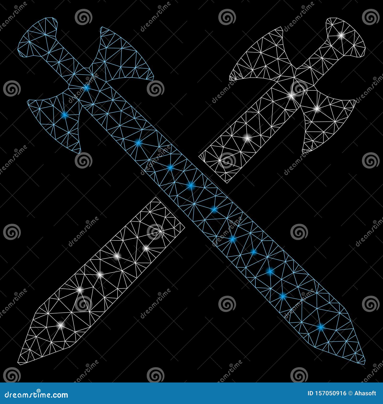 Flare Mesh Wire Frame Swords with Flare Spots Stock Vector ...