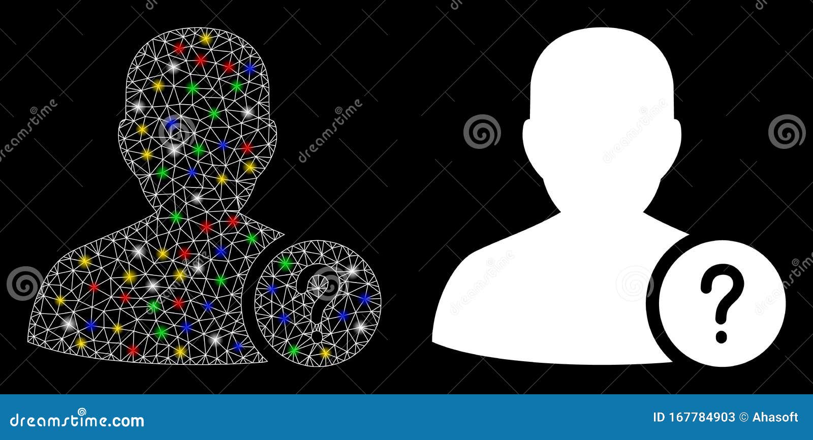 Glowing Mesh Wire Frame User Status Icon with Flash Spots Stock ...