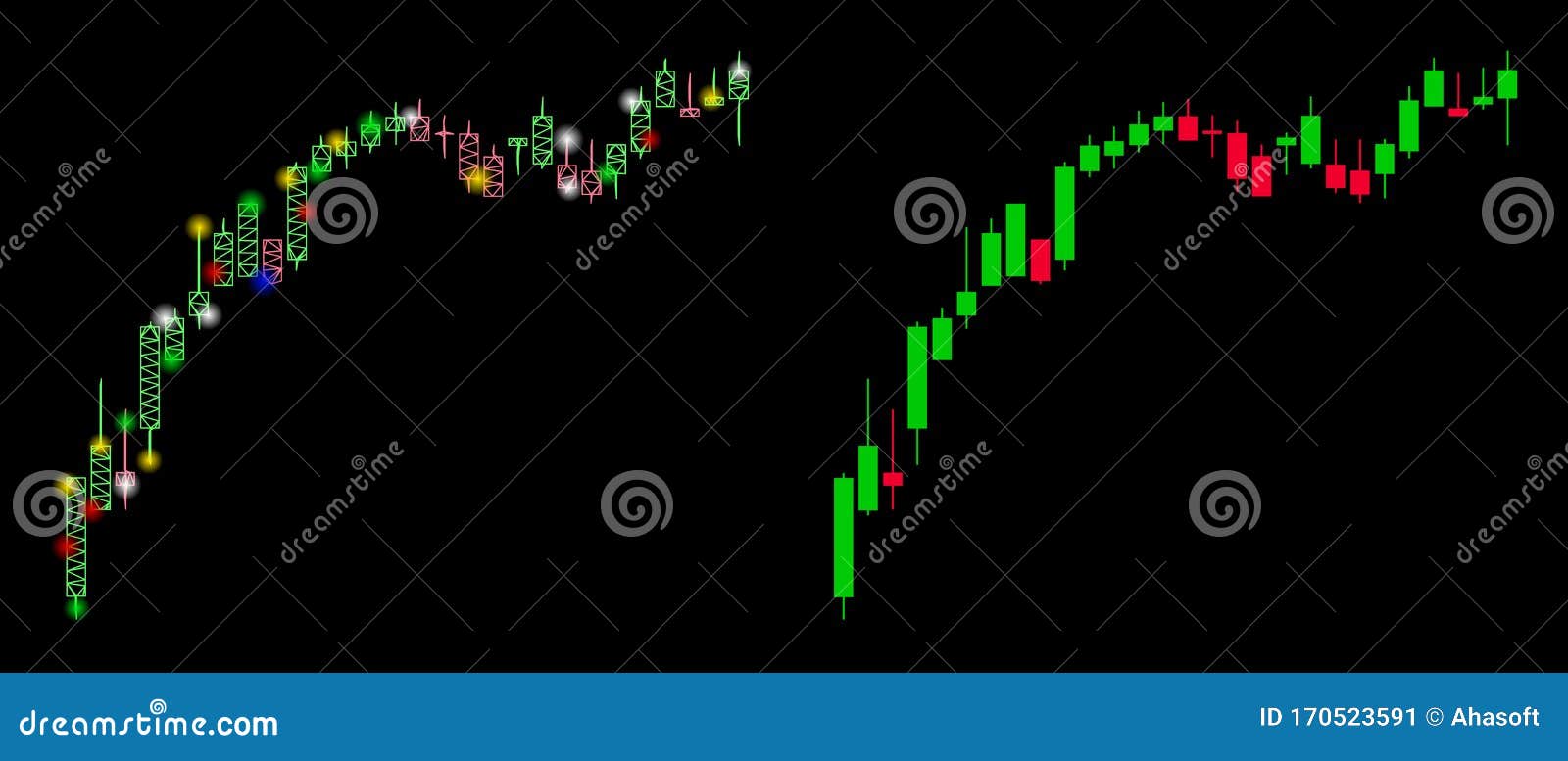 Flare Mesh Wire Frame Candlestick Chart Growth Slowdown Icon with Flare ...