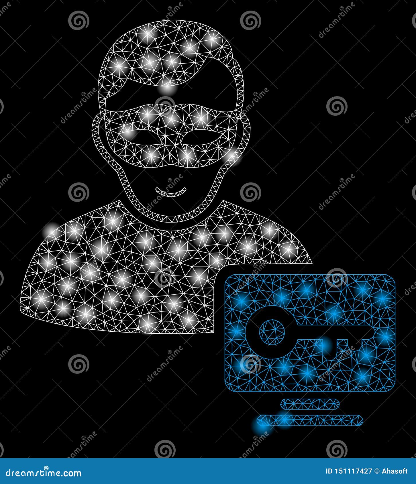 Flare Mesh Wire Frame Computer Hacker with Flare Spots Stock Vector ...
