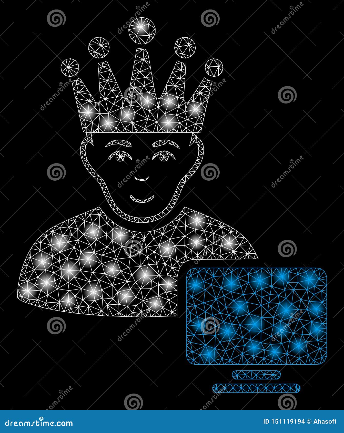 Flare Mesh Wire Frame Computer Moderator with Flare Spots Stock Vector ...