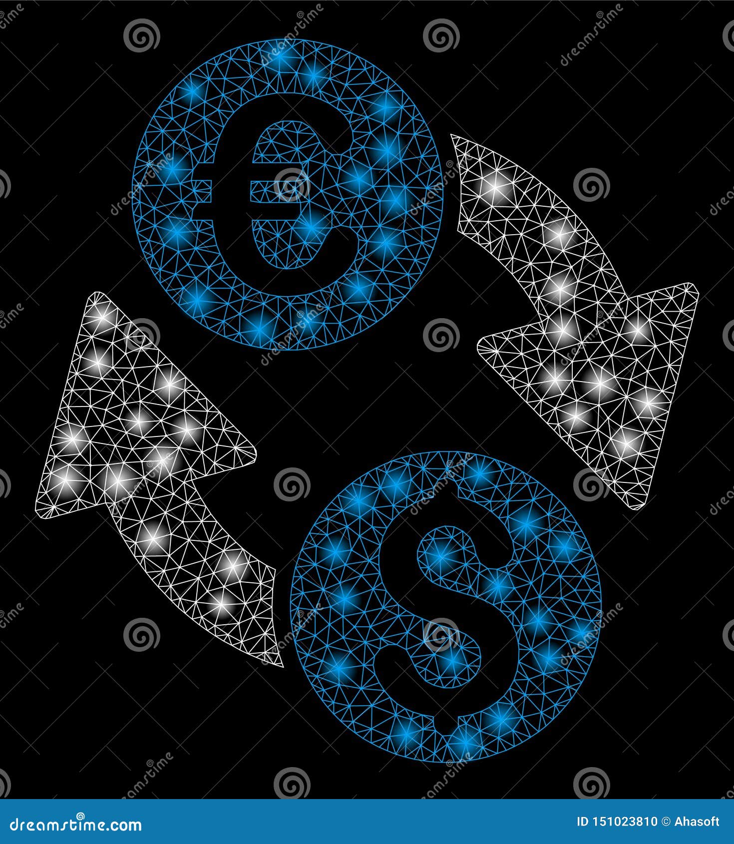Flare Mesh Wire Frame Euro Money Exchange with Flare Spots Stock Vector ...