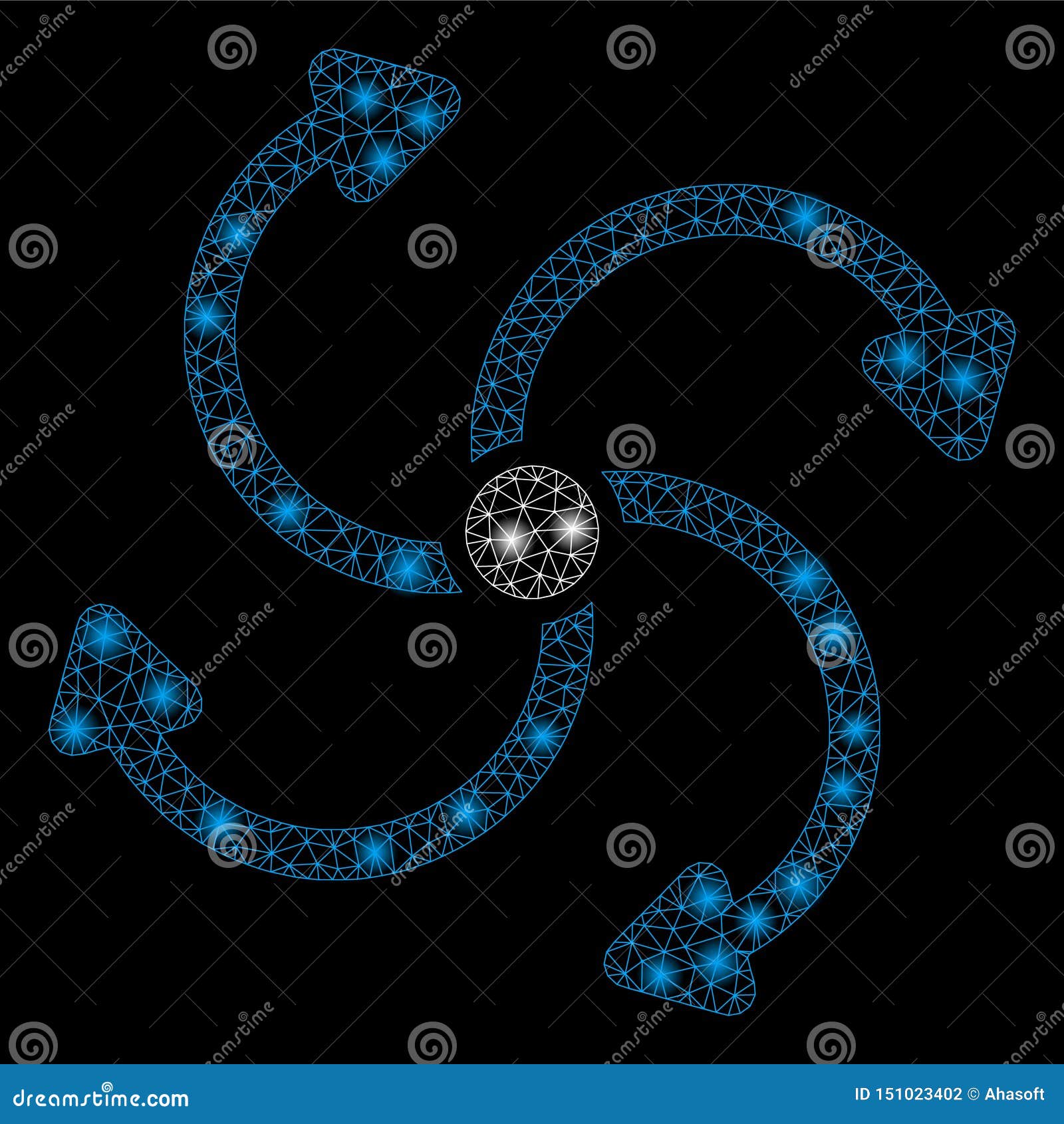 Flare Mesh Wire Frame Fan Rotation with Flare Spots Stock Vector ...