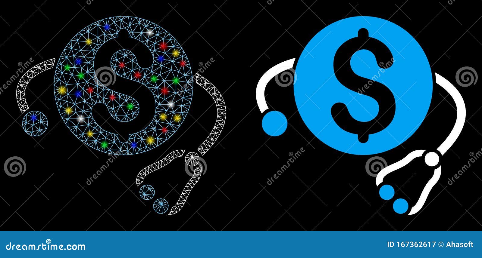 Flare Mesh Wire Frame Financial Health Icon with Flare Spots Stock ...