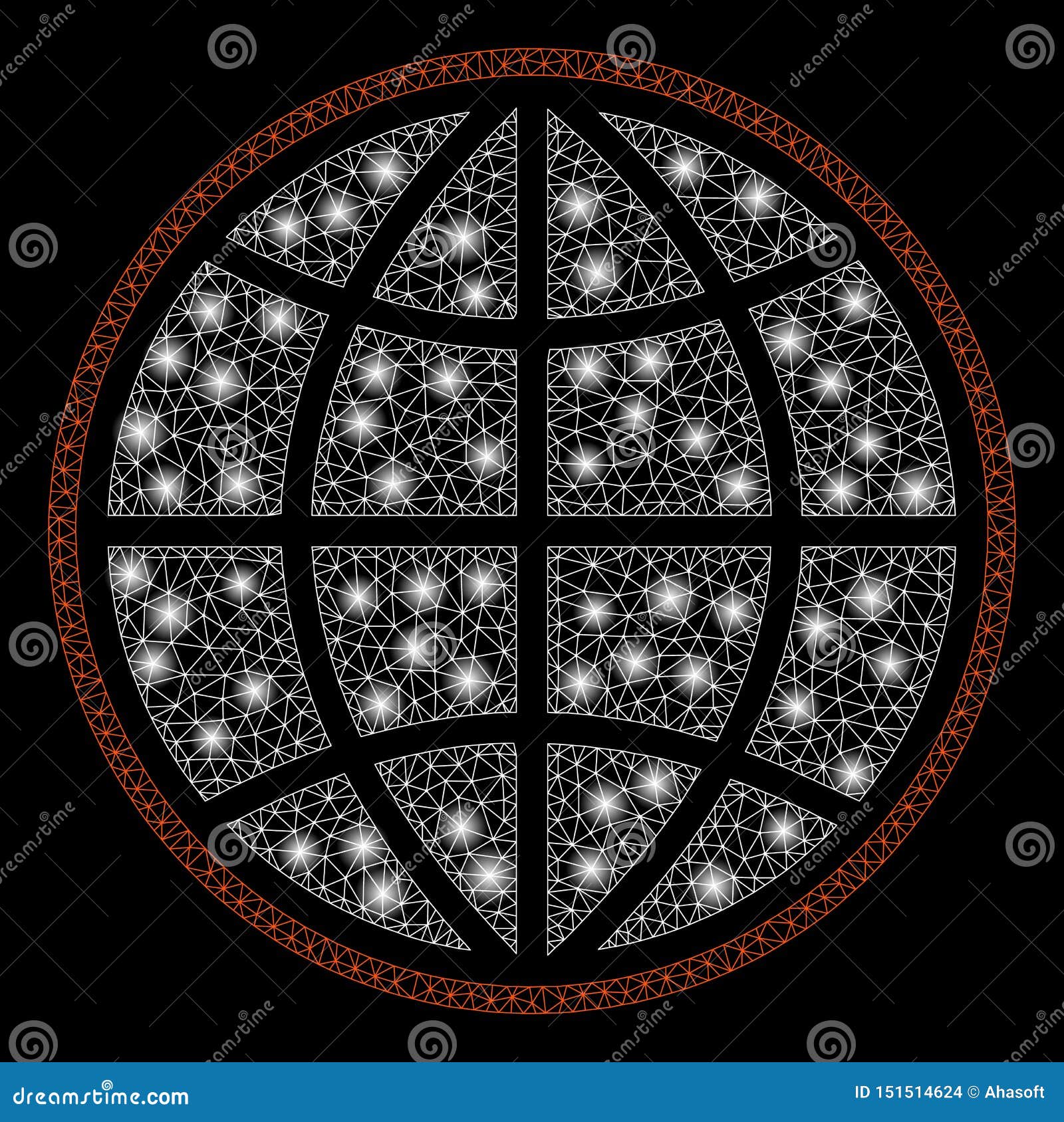 Flare Mesh Wire Frame Globe with Flare Spots Stock Vector ...