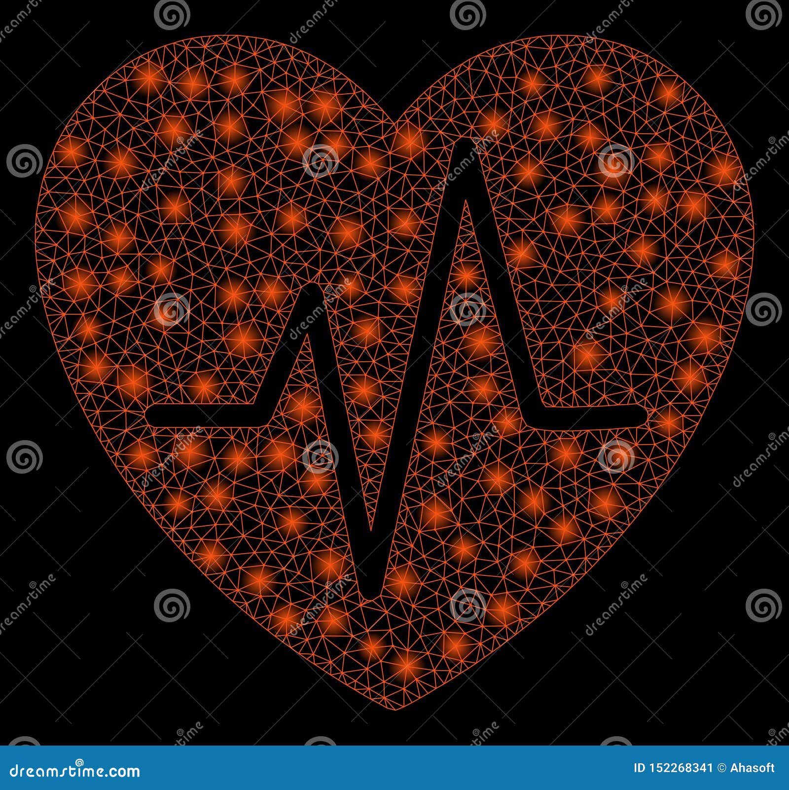 Flare Mesh Wire Frame Heart EKG with Light Spots Stock Vector ...