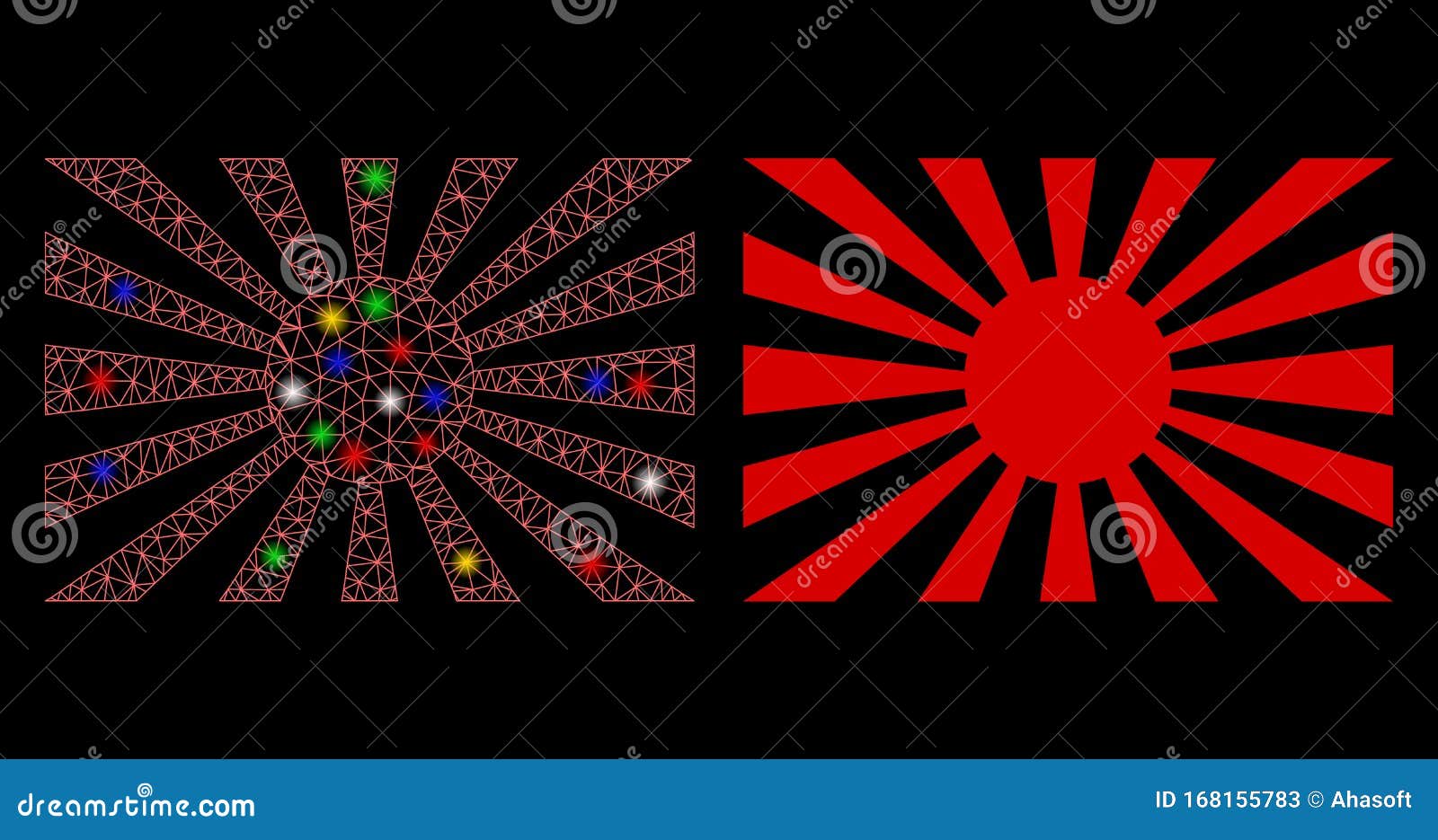 Flare Mesh Wire Frame Japanese Rising Sun Icon with Flare Spots Stock ... Flare Mesh Wire Frame Japanese Rising Sun Icon with Flare Spots Stock ...