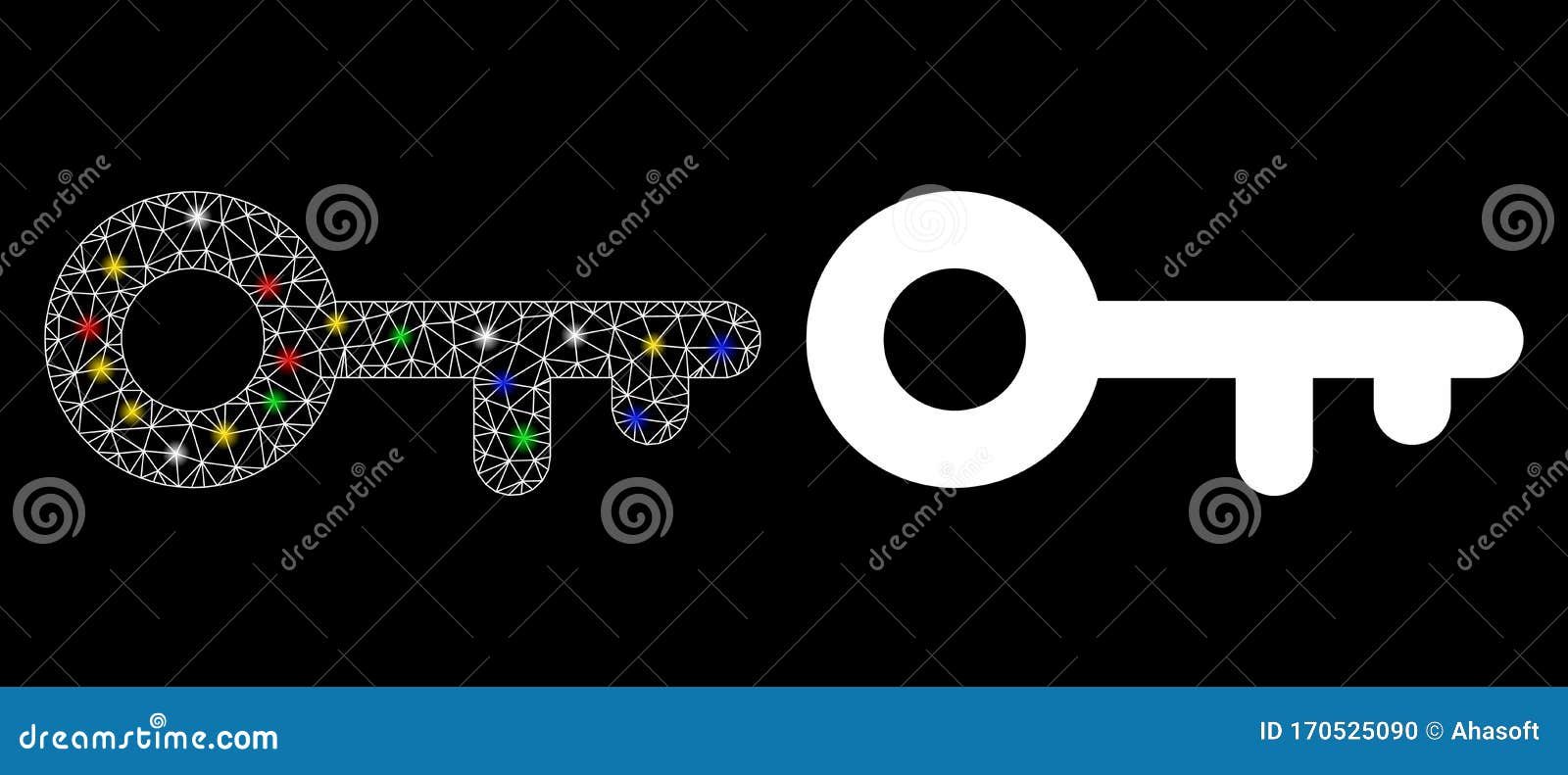 Flare Mesh Wire Frame Key Icon with Flare Spots Stock Vector ...