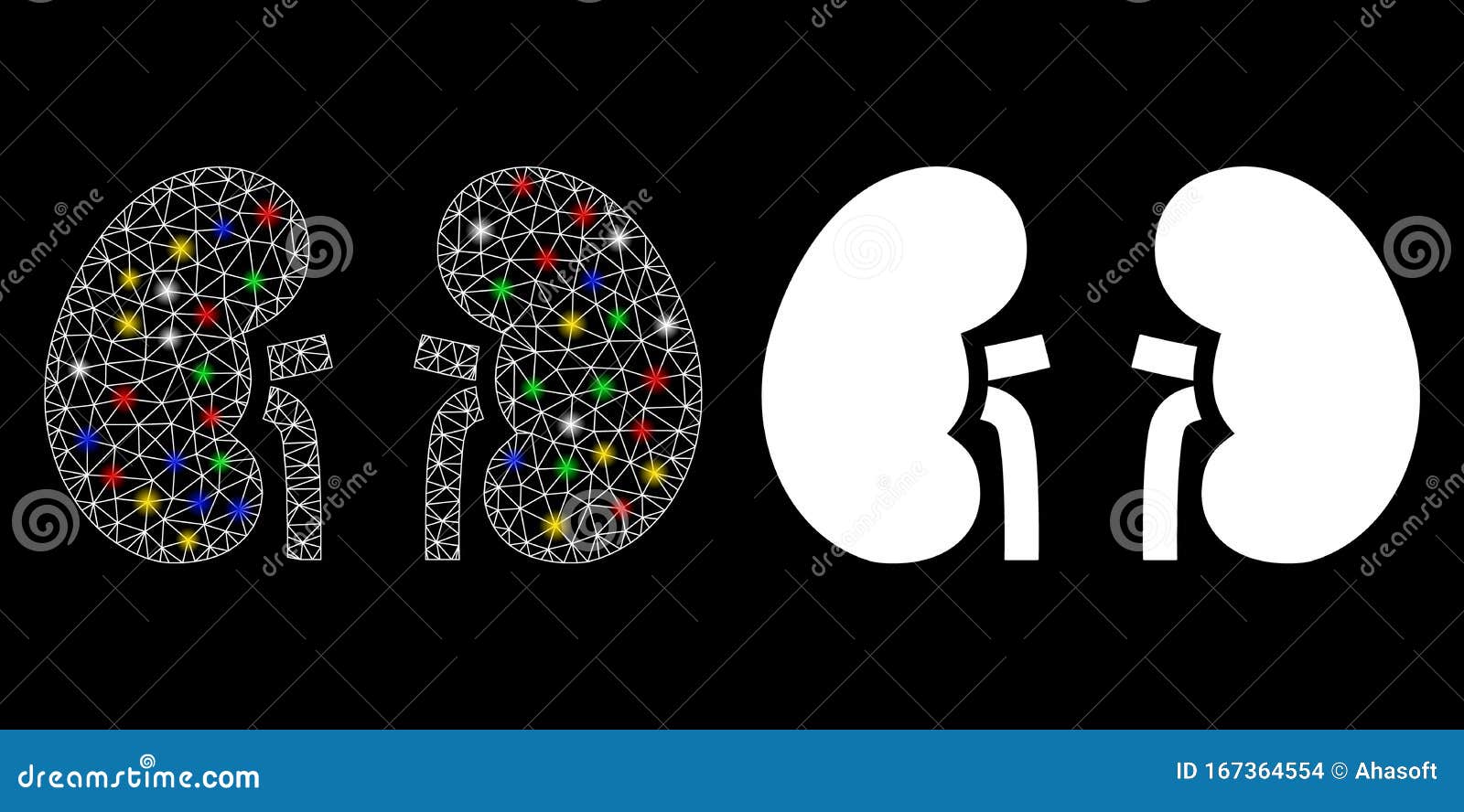 Flare Mesh Wire Frame Kidneys Icon with Flare Spots Stock Illustration ...
