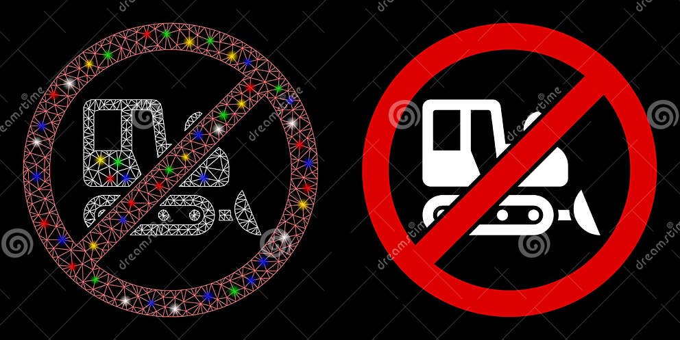 Flare Mesh Wire Frame No Bulldozer Icon with Flare Spots Stock Vector ...