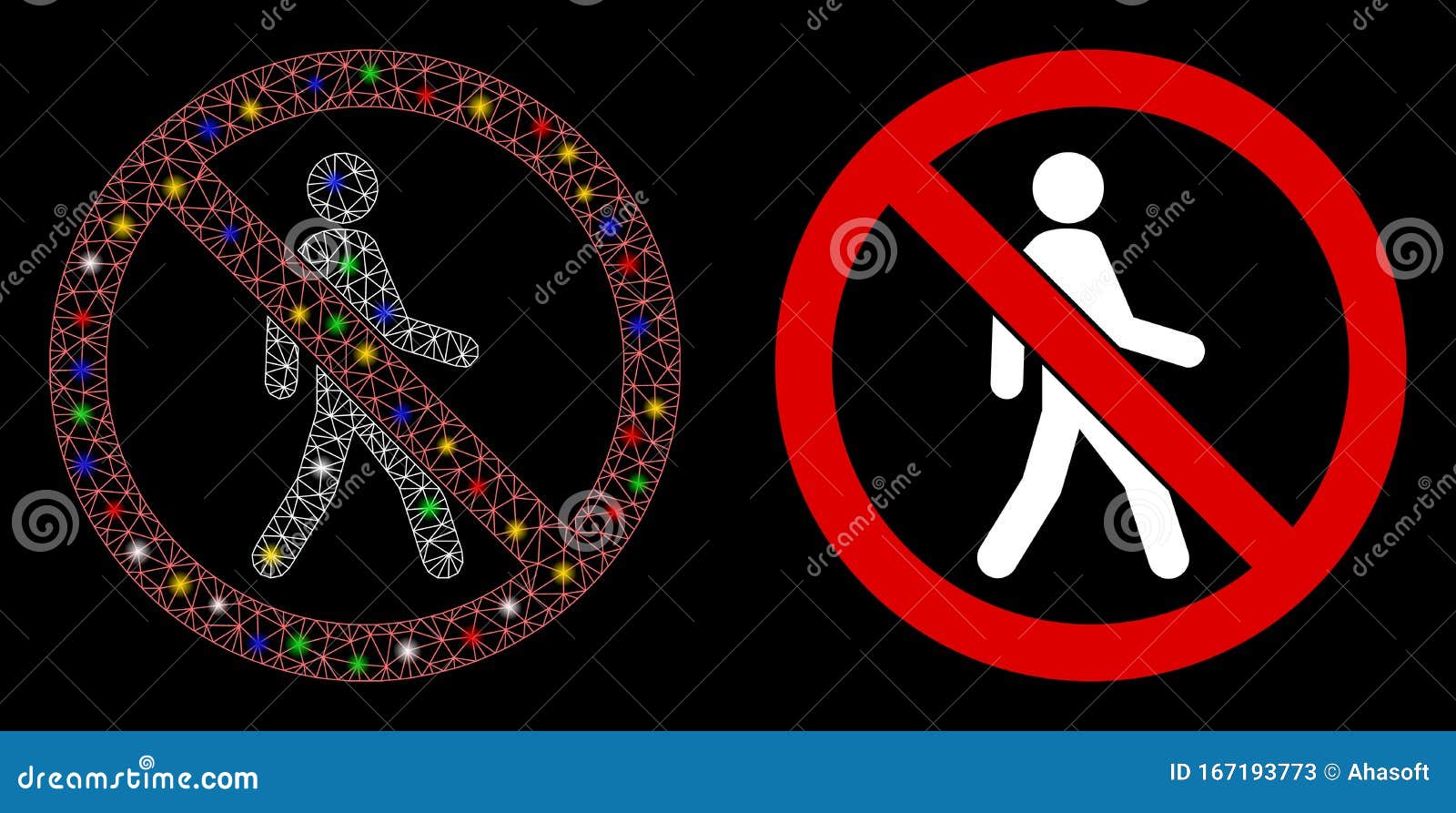 Flare Mesh Wire Frame No Trespassing Icon with Flare Spots Stock Vector ...