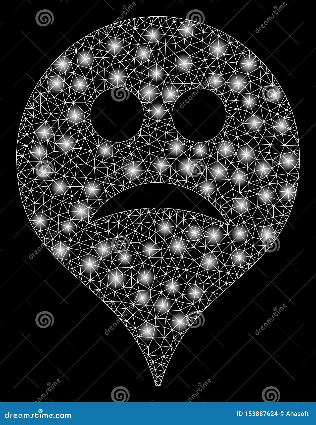 Flare Mesh Wire Frame Sad Map Marker with Flare Spots Stock Vector ...