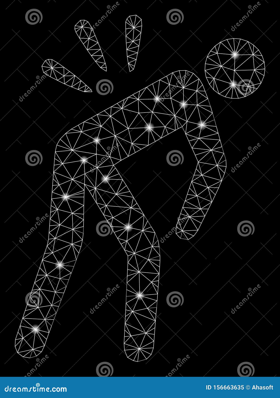 Flare Mesh Wire Frame Sciatica Back Pain with Light Spots Stock Vector ...