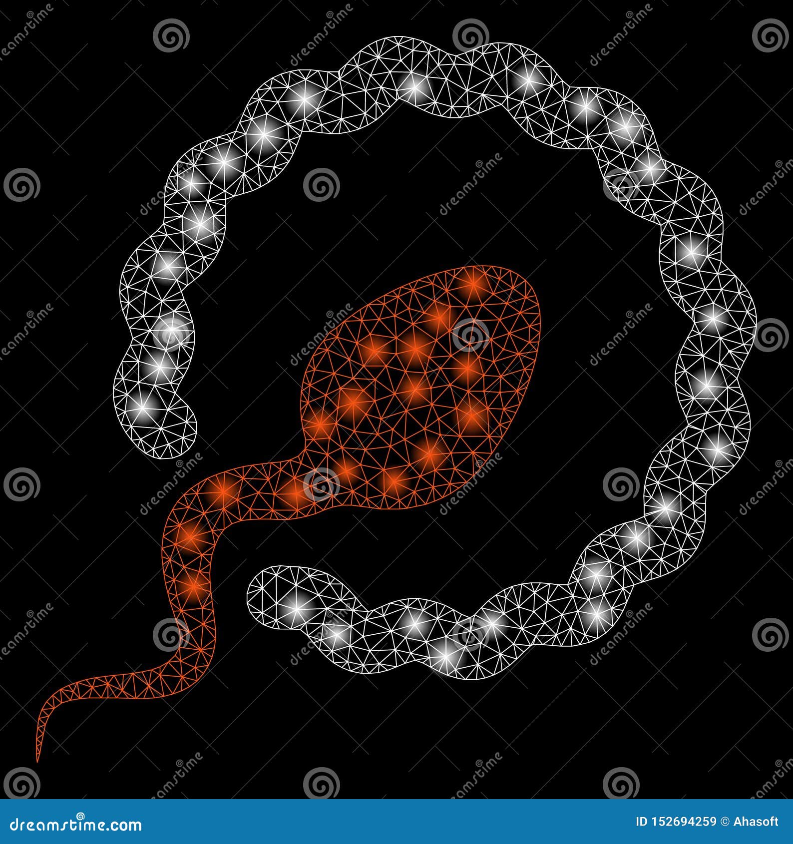 Flare Mesh Wire Frame Sperm Penetration With Flare Spots Stock Vector