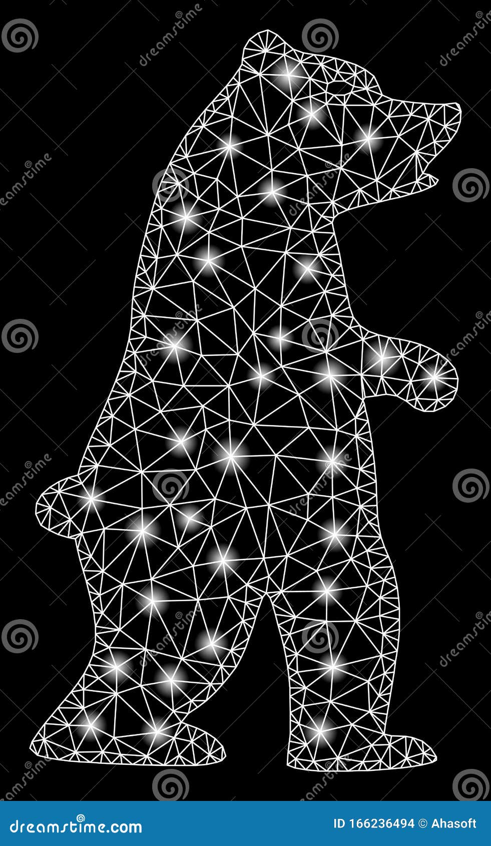 Flare Mesh Wire Frame Standing Bear with Flare Spots Stock Vector ...