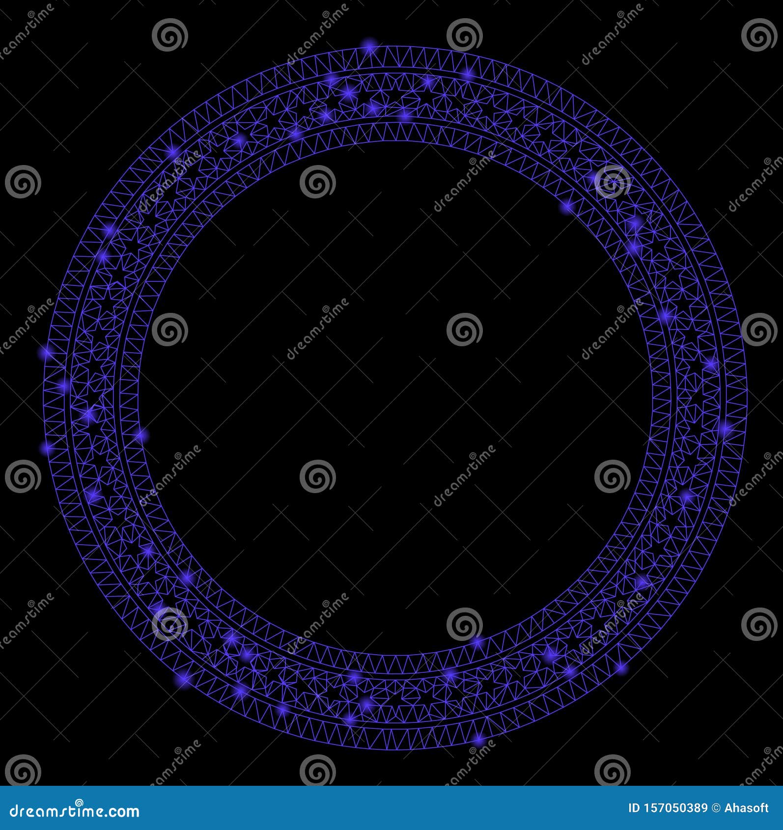 Flare Mesh Wire Frame Star Circle Frame with Light Spots Stock Vector ...
