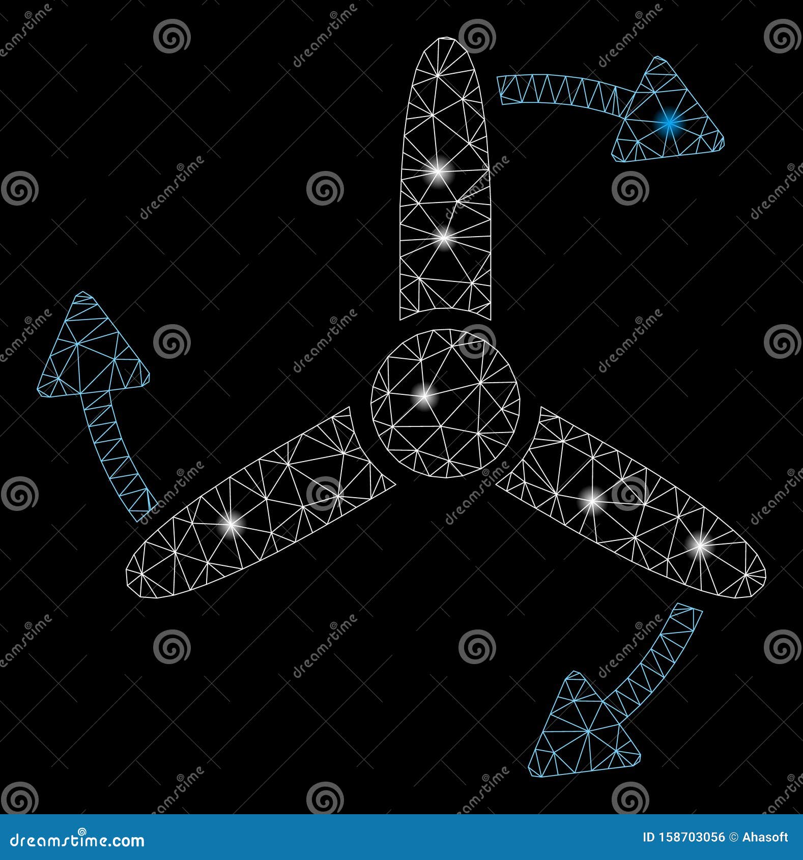 Flare Mesh Wire Frame Three Bladed Rotation with Flare Spots Stock ... Flare Mesh Wire Frame Three Bladed Rotation with Flare Spots Stock ...