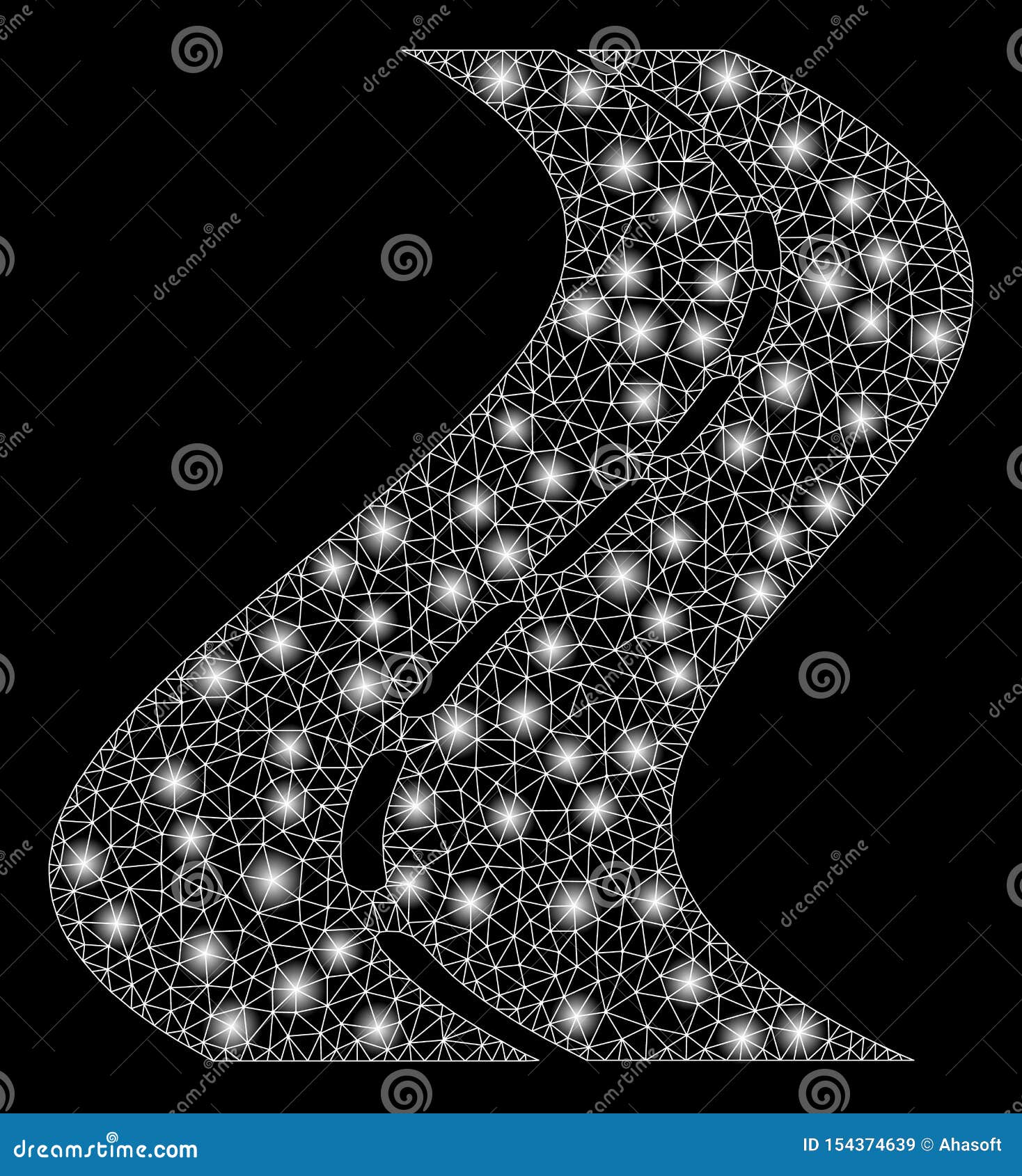 Flare Mesh Wire Frame Waving Road with Flare Spots Stock Vector ... Flare Mesh Wire Frame Waving Road with Flare Spots Stock Vector ...