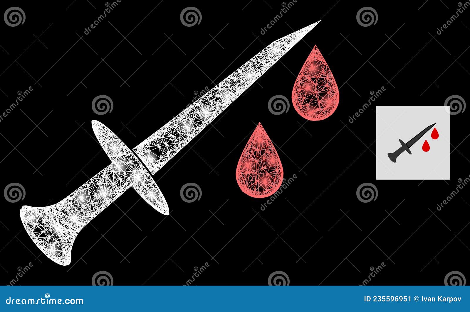 Bright Irregular Mesh Blood Sword Icon with Lightspots Stock Vector ...