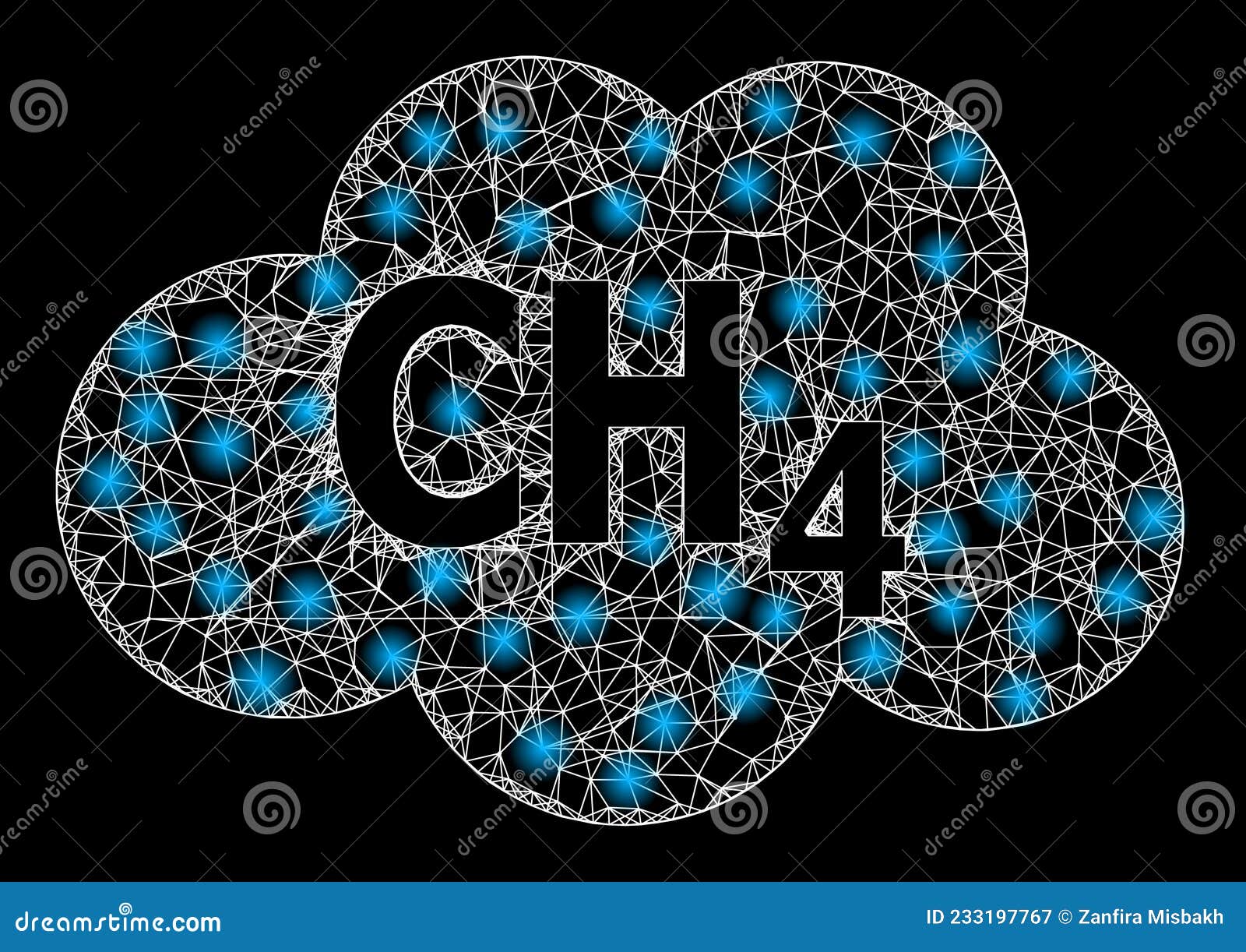 Bright Linear Mesh Methane Cloud with Lightspots Stock Vector ...