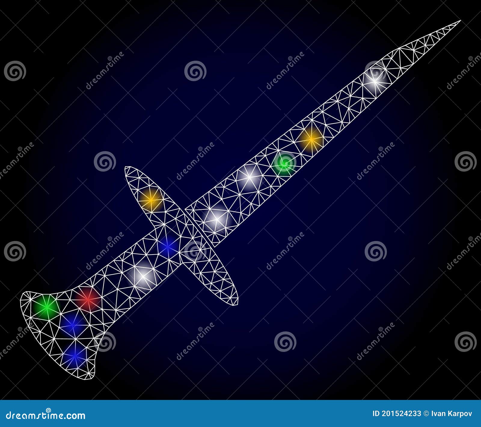 Flare Net Sword with Colored Glare Spots Stock Vector - Illustration of ...