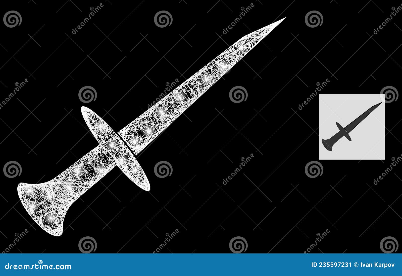 Glitter Net Mesh Sword Icon with Lightspots Stock Vector - Illustration ...