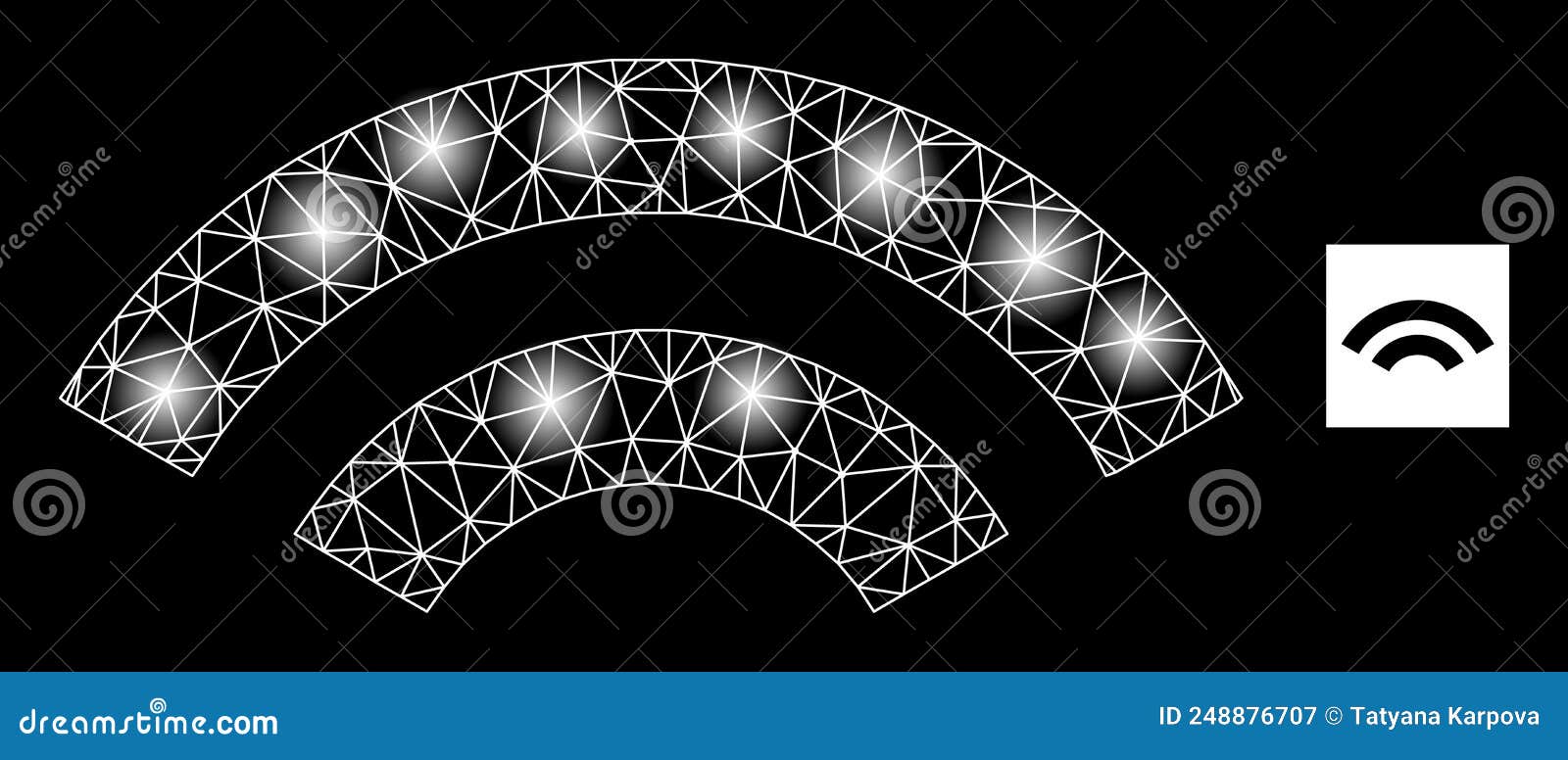 Flare Net WiFi Waves Icon with Constellation Lightspots Stock Vector ...