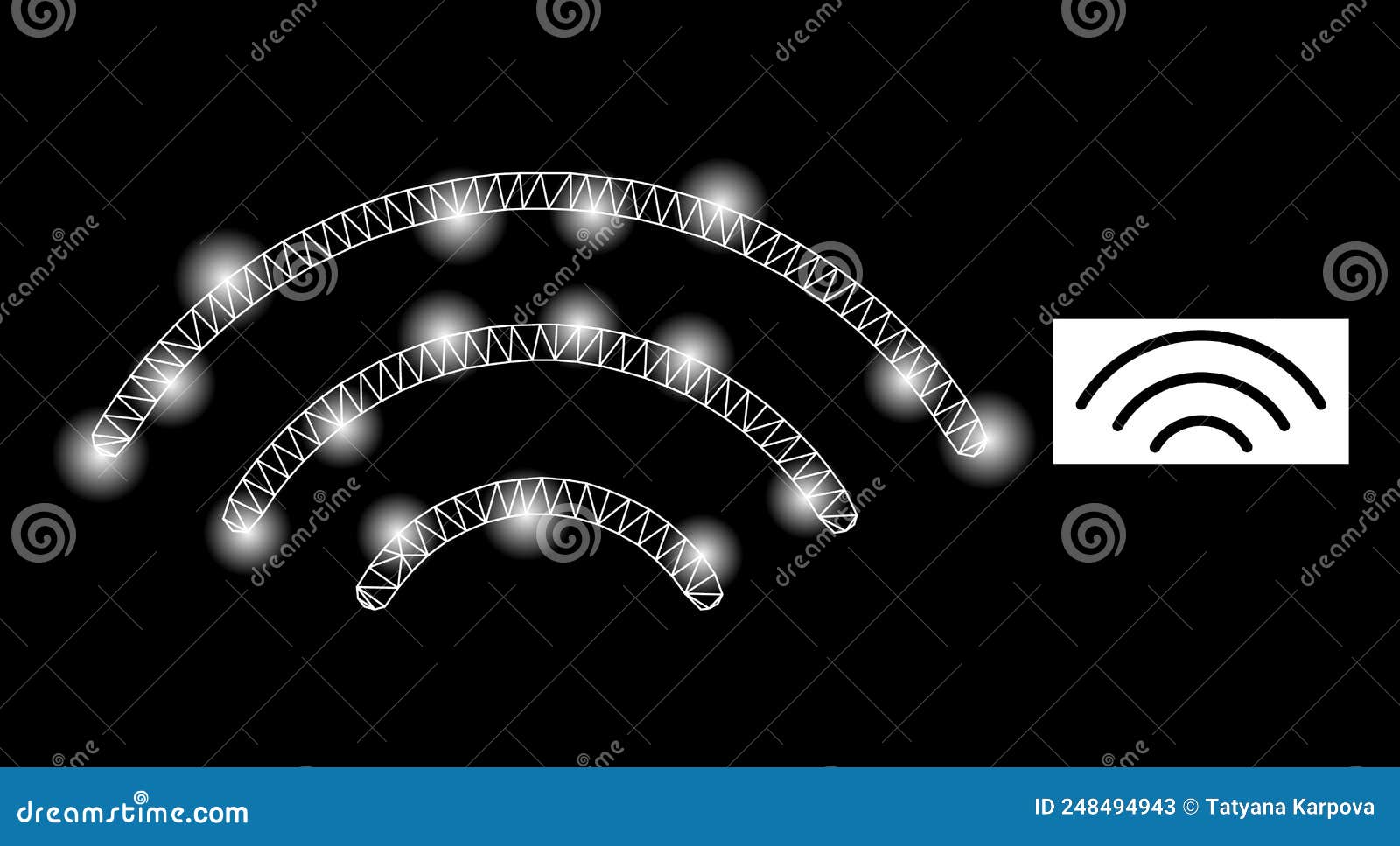 Glowing Net Wireless Waves Icon with Glare Lightspots Stock Vector ...