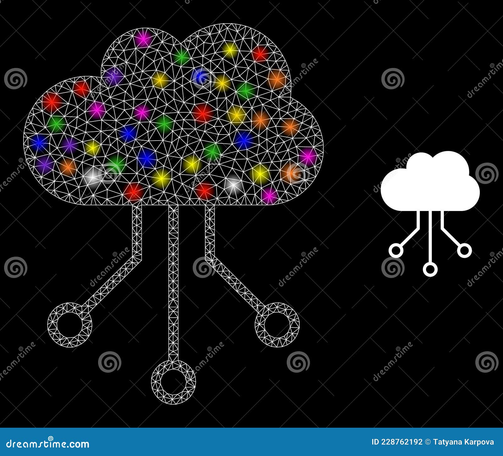 Flare Network Cloud Connections Icon with Constellation Color Light ...