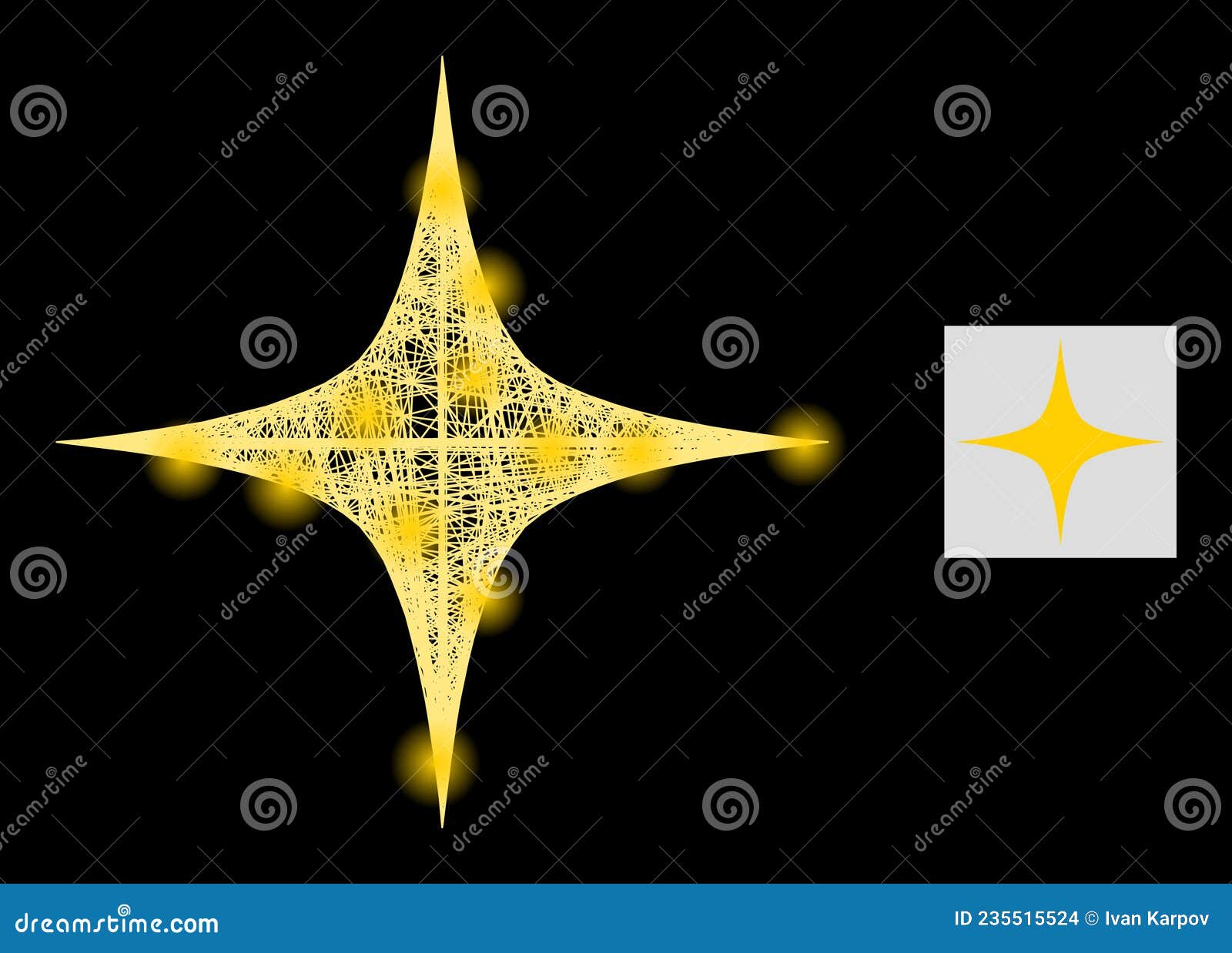 Flare Network Mesh Space Star with Lightspots Stock Vector ...