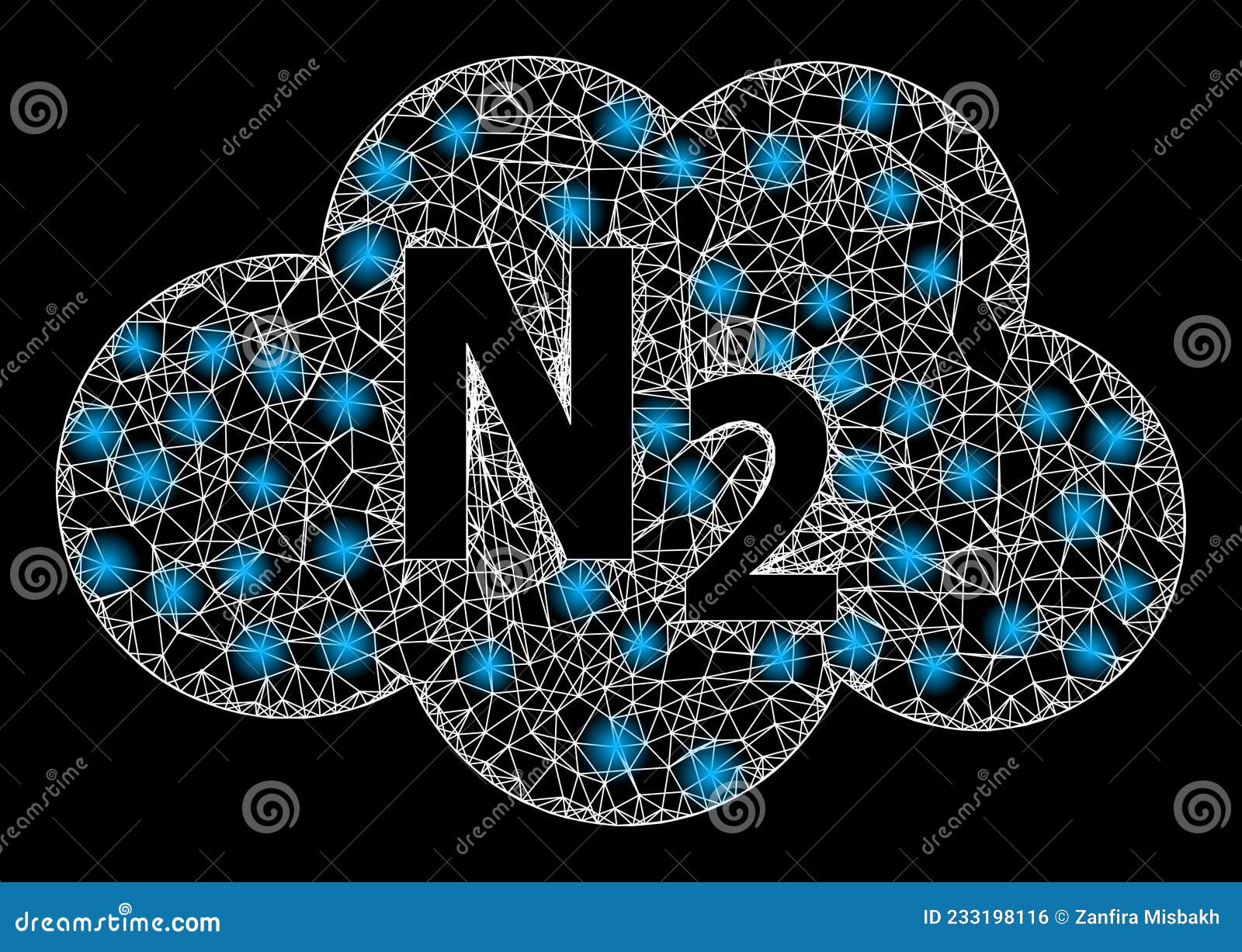 Shiny Hatched Mesh Nitrogen Cloud with Light Spots Stock Vector ...