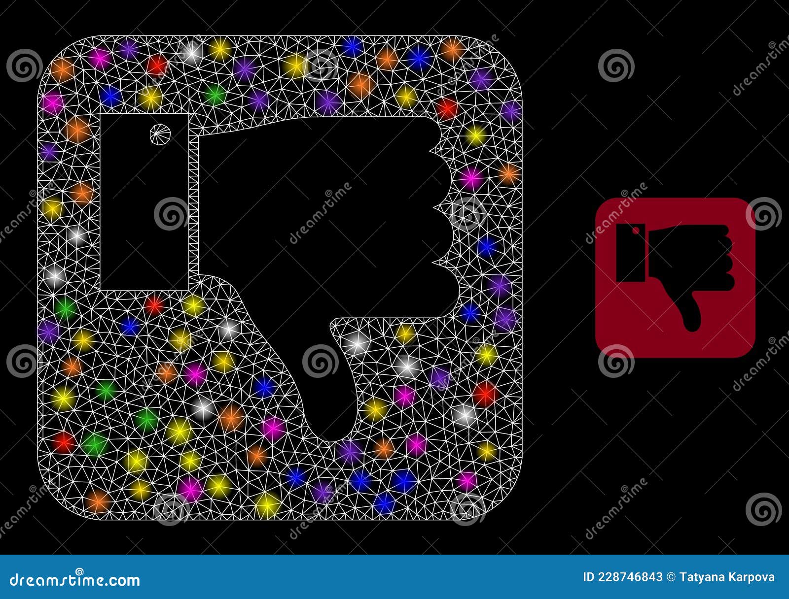 Flare Network Thumb Negative Icon with Constellation Colored Light ...