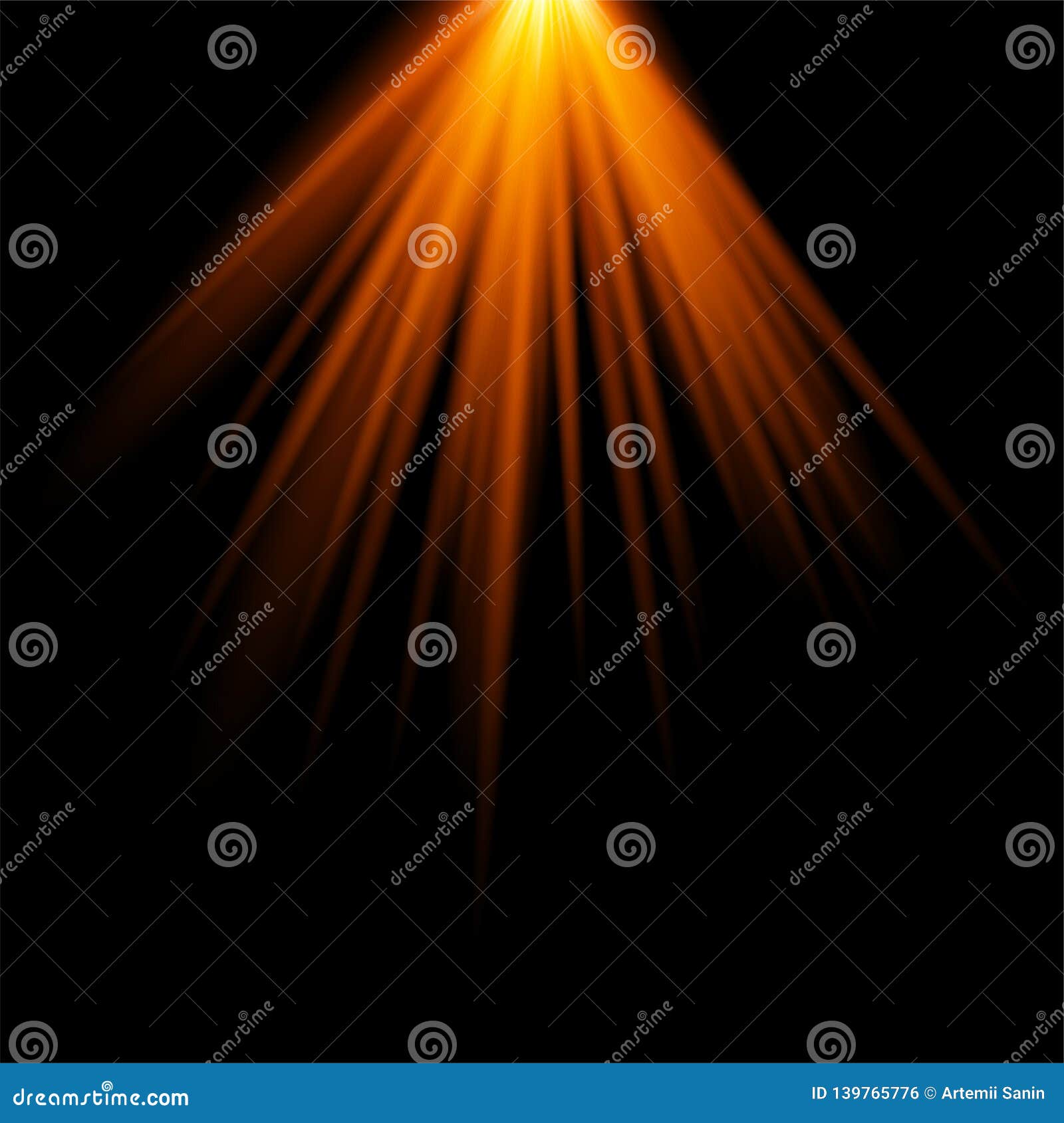 Flare of Orange Light Rays Element. Vector Illustration with Shining ...