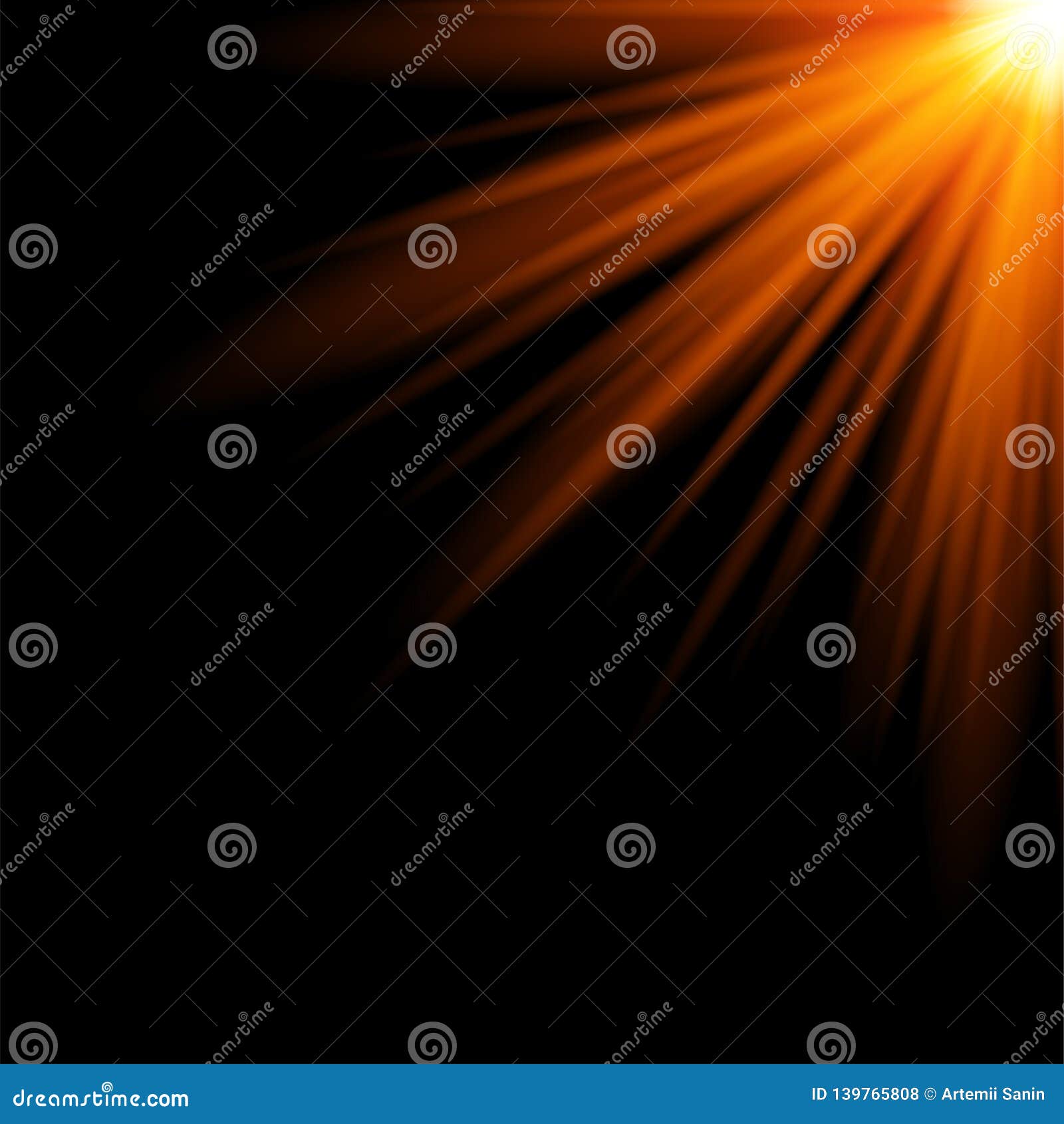 Flare of Orange Light Rays Element. Vector Illustration with Shining ...