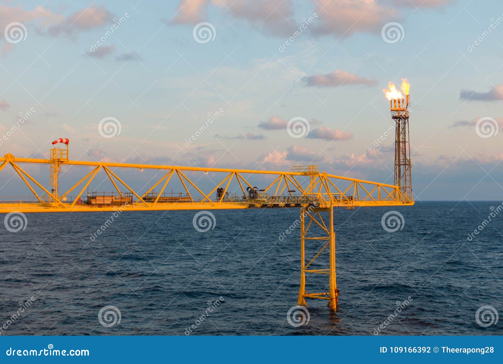 Flare Stack and Flare Bridge while Burning Toxic Gas and Release Stock ...