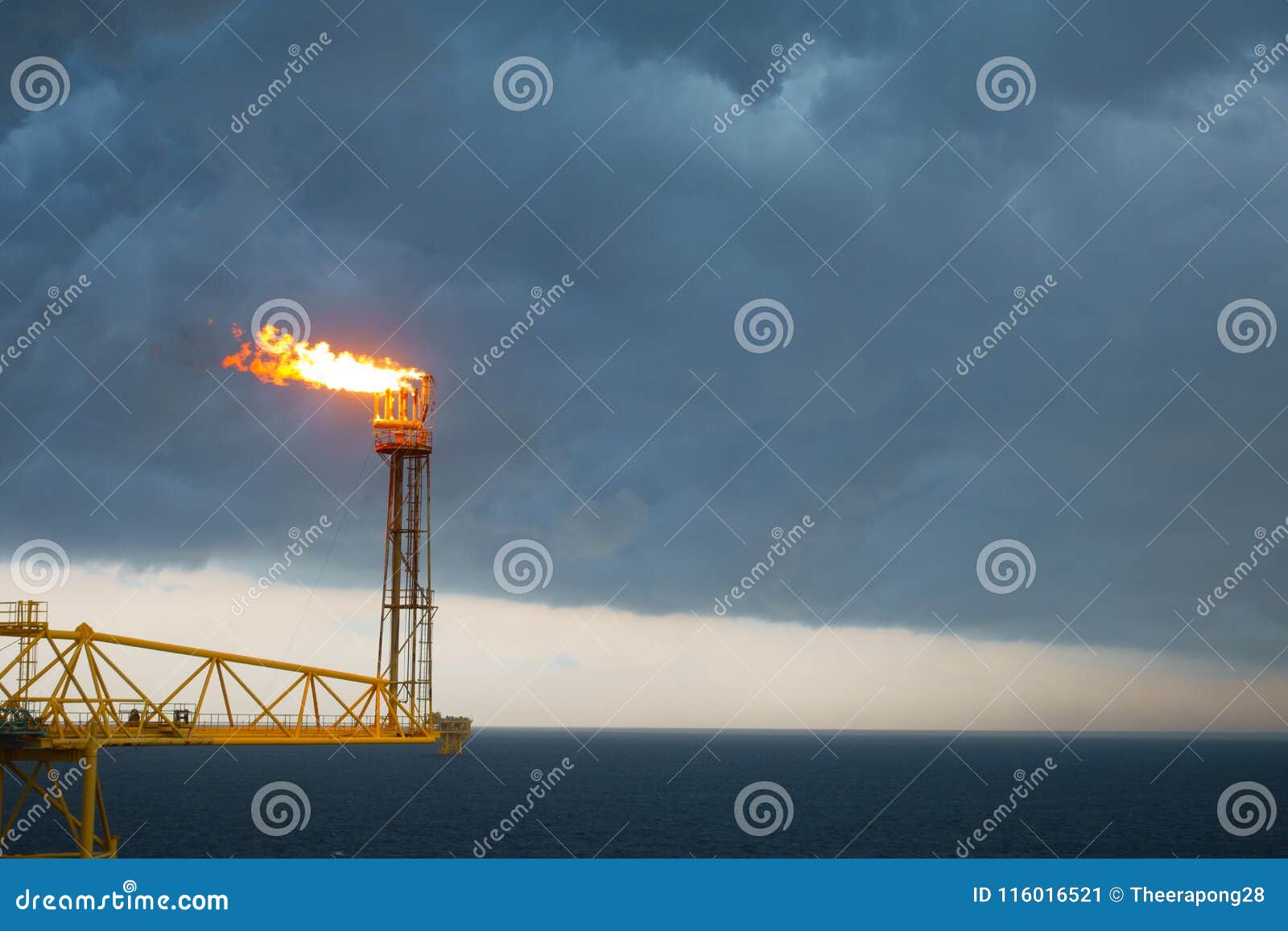 Flare Stack and Flare Bridge while Burning Toxic Gas and Release Stock ...